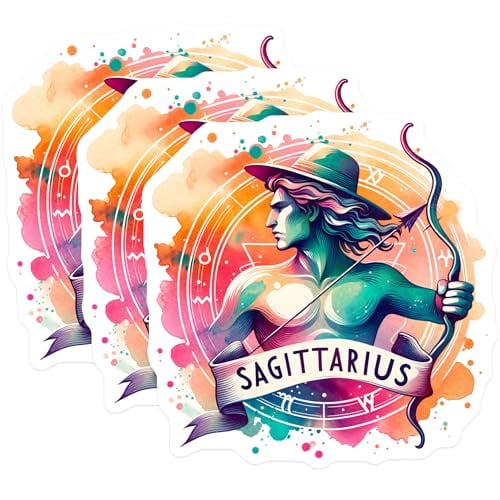 (3 Pack) Sagittarius Decals - Zodiac Sign Stickers - Astrology Laptop ...