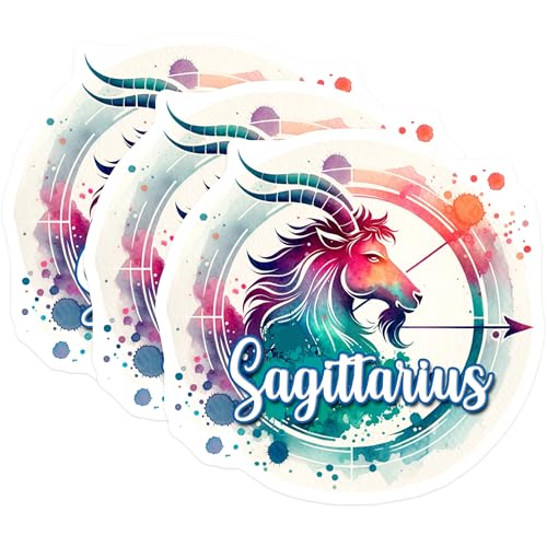 (3 Pack) Sagittarius Zodiac Decals - Horoscope Stickers - Laptop Decals ...
