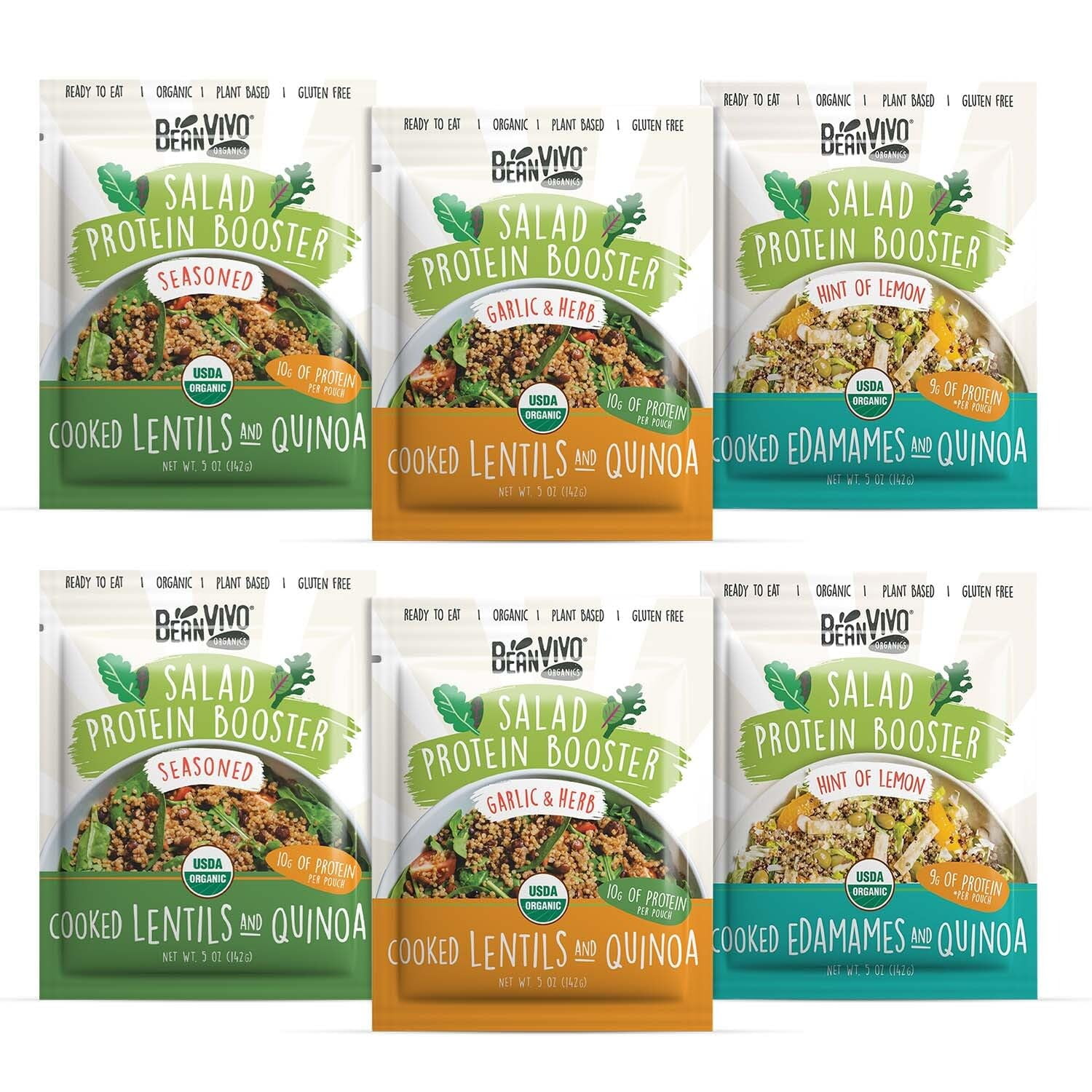 3-Pack Salad Protein Booster - Organic Lentils & Quinoa, fully cooked ...