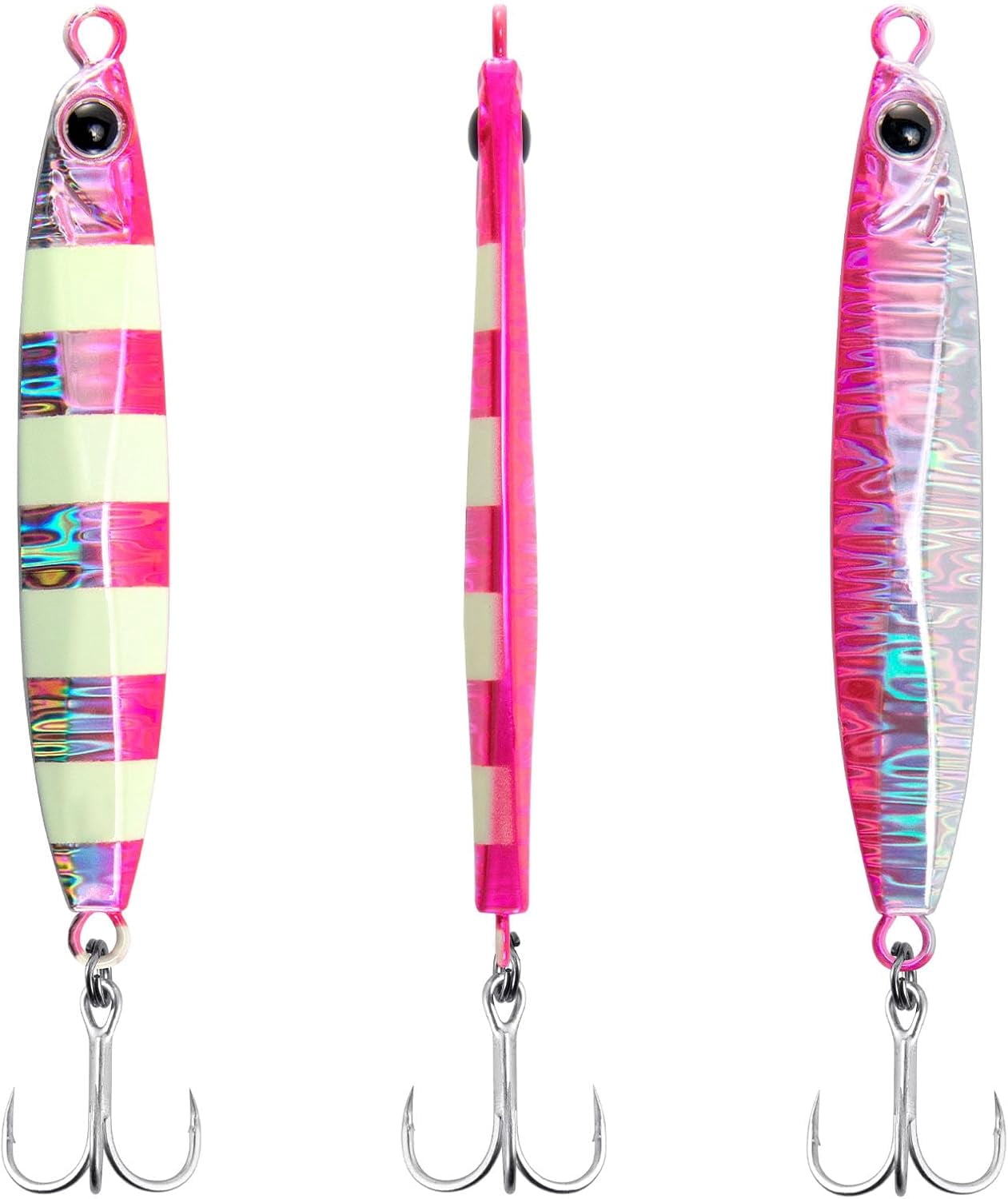 3 Pack Saltwater Fishing Jigs Jigging Spoon Fishing Lures Offshore Glow ...