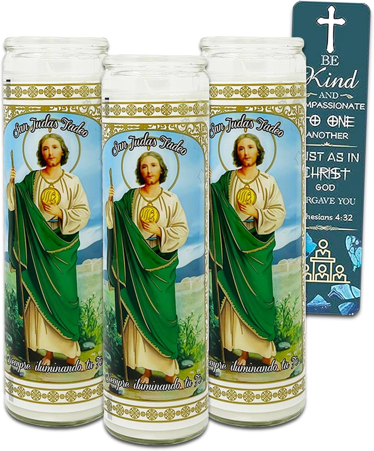 3 Pack San Judas Tadeo 8 Inch White Religious Candles - Saint Jude ...