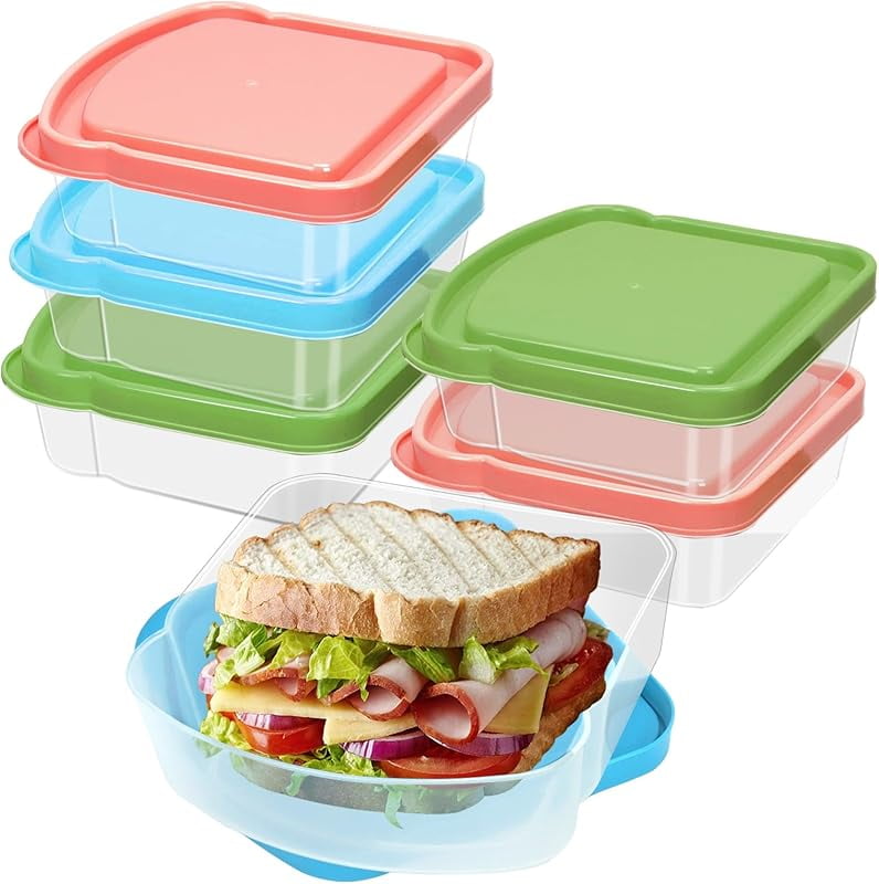 3 Pack Sandwich Containers, Colored Sandwich Boxes for Lunch, Reusable ...