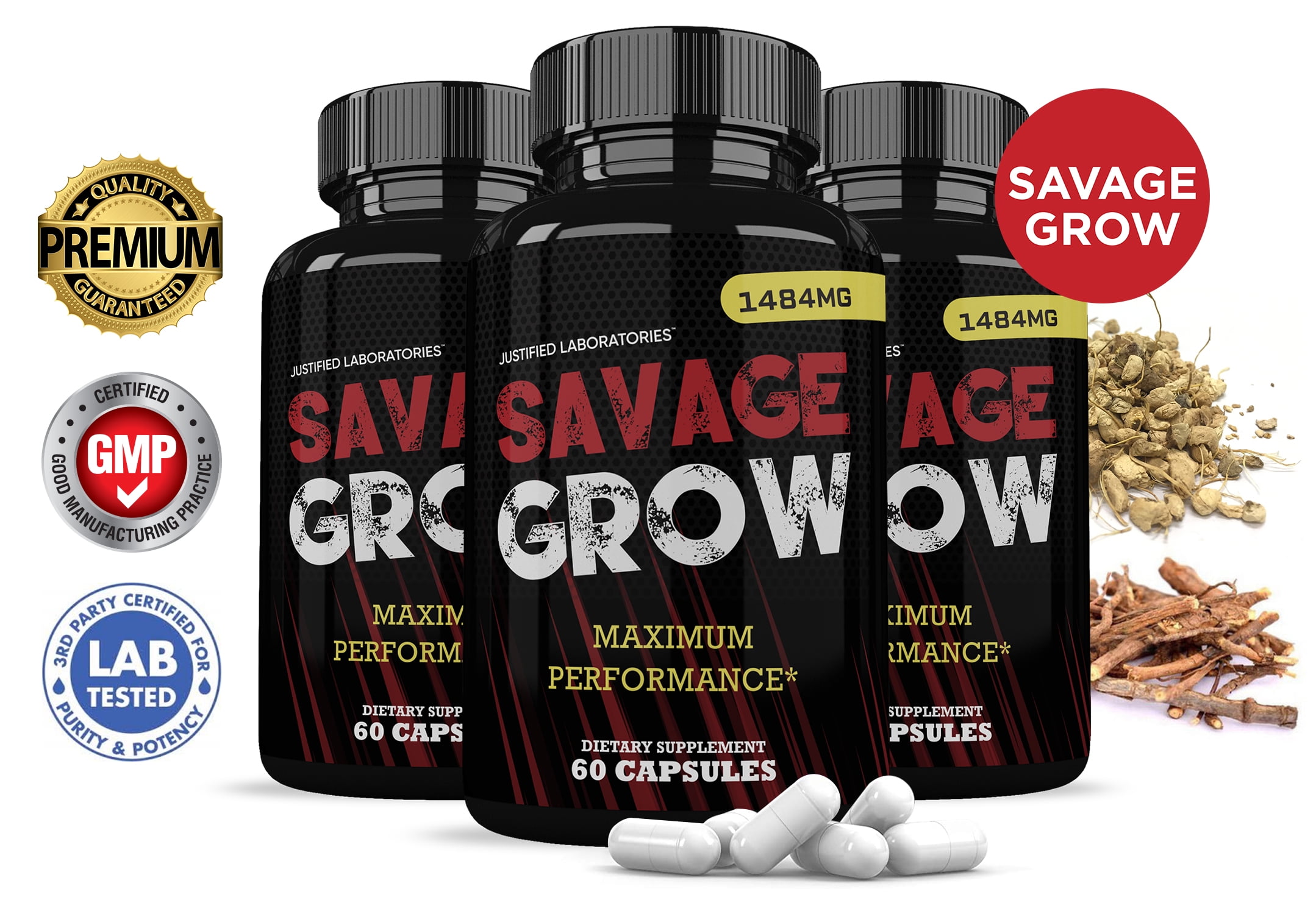 Savage Grow Dietary Men’s Health Supplement, 1484mg, 180 Capsules (3 Pack) - Walmart.com