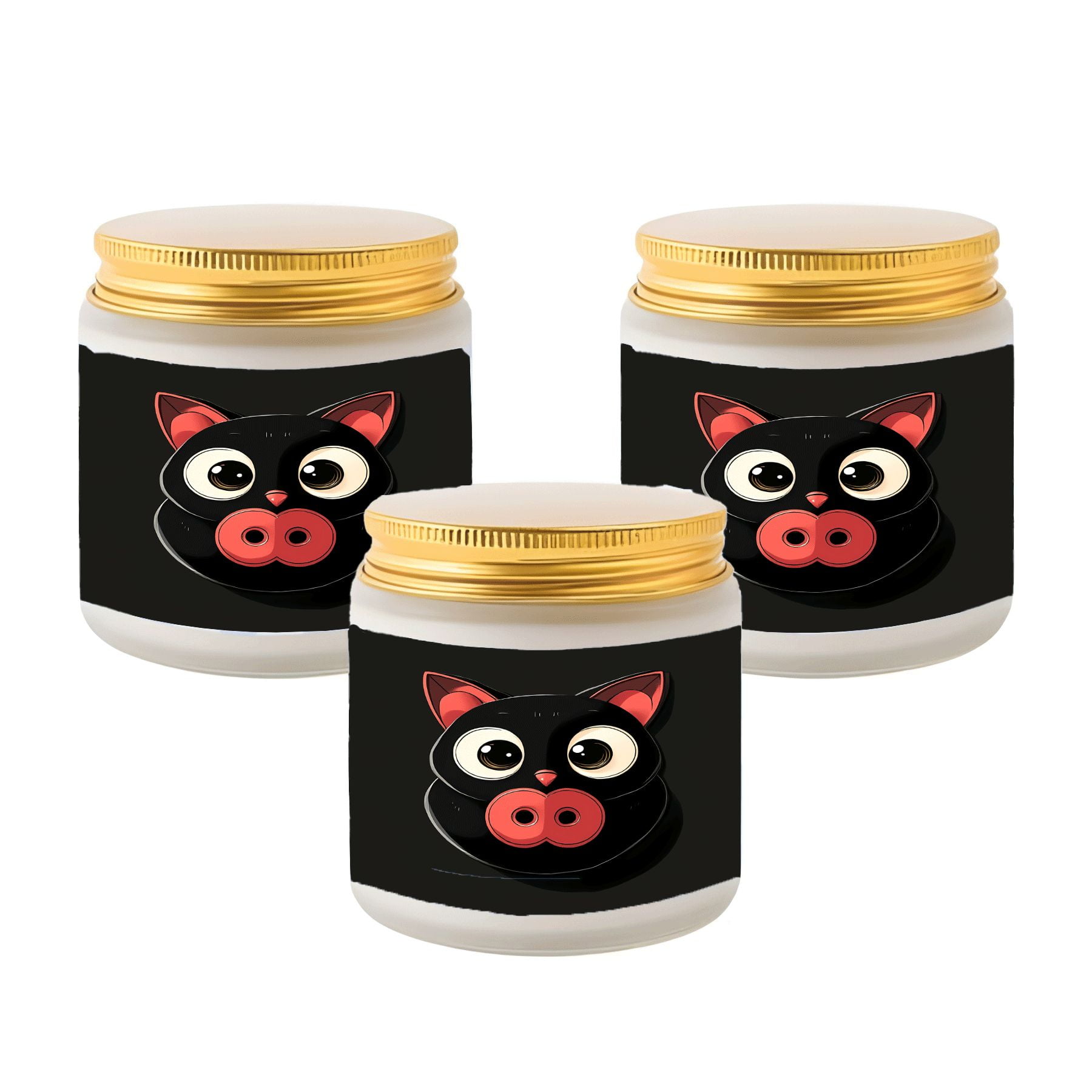 3 Pack Scented Soy Wax Candles - Adorable Black Cat Design with ...