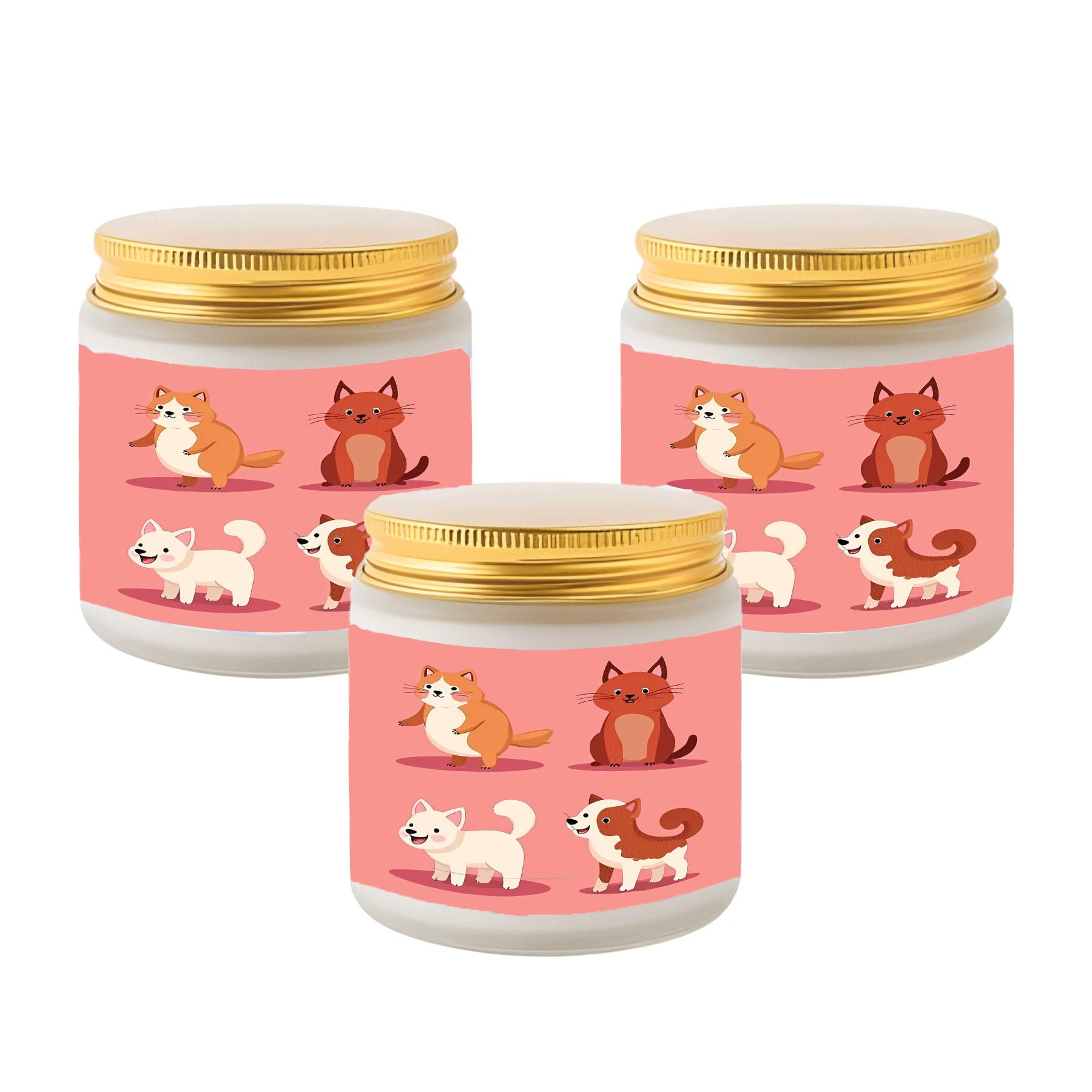 3 Pack Scented Soy Wax Candles - Adorable Cats & Dogs Design Perfect ...