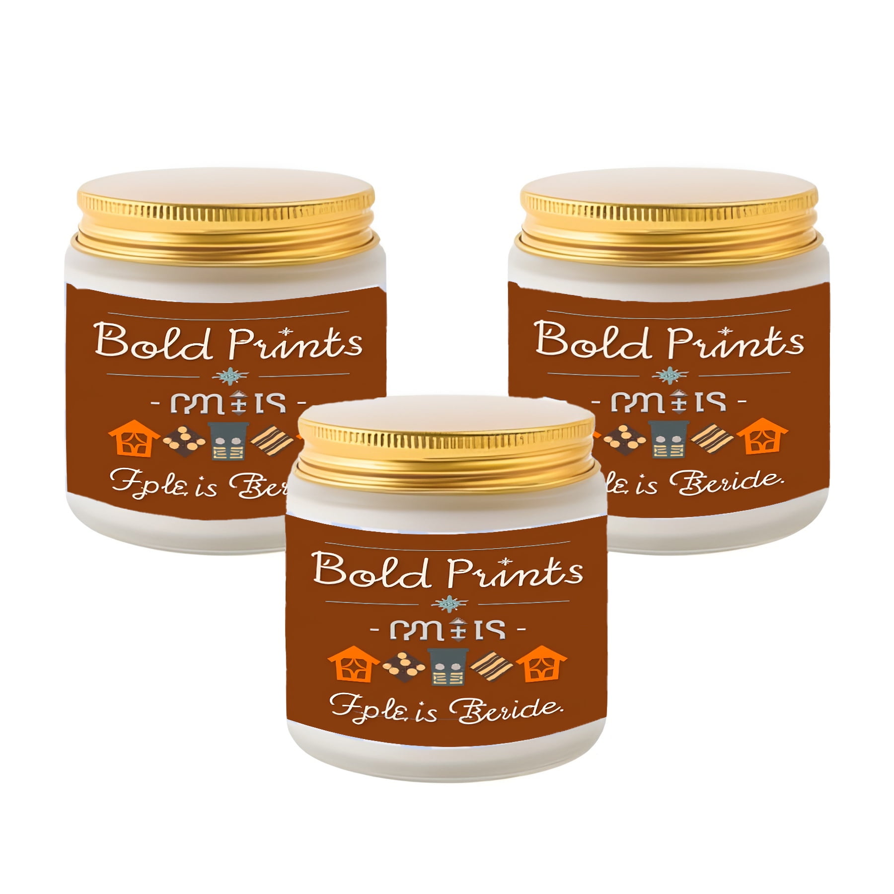 3 Pack Scented Soy Wax Candles - Bold Prints Design with Golden Lids ...