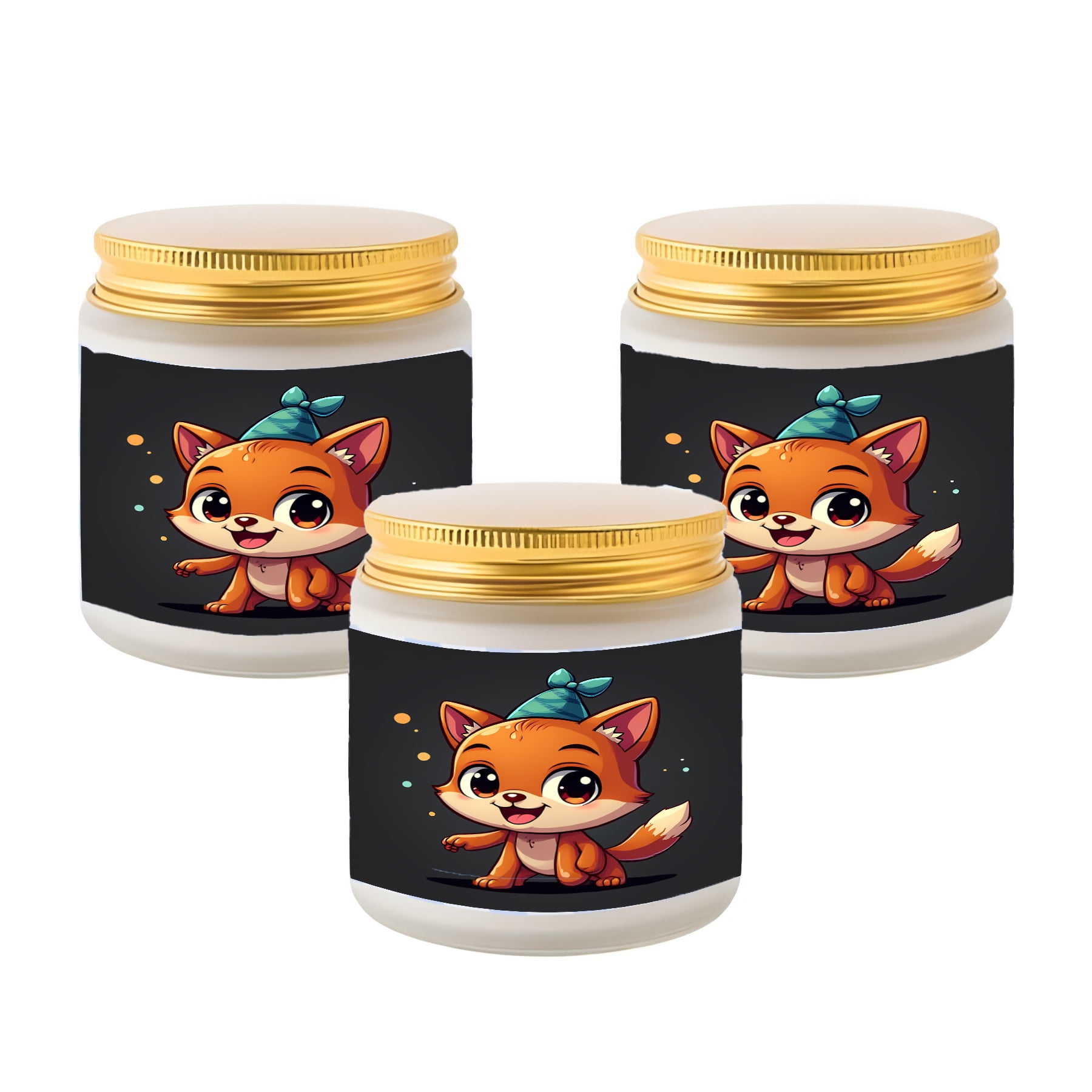 3 Pack Scented Soy Wax Candles - Charming Cartoon Fox Design with ...
