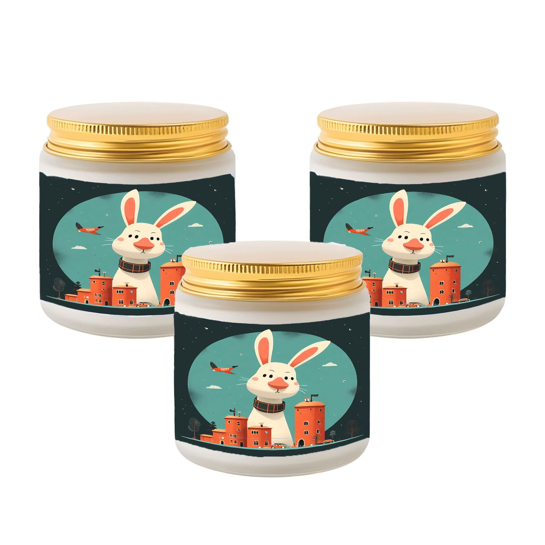 3 Pack Scented Soy Wax Candles - Charming Cartoon Rabbit Design with ...
