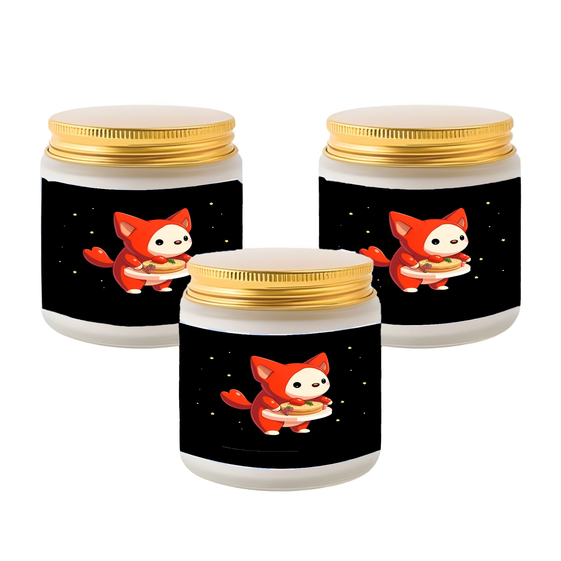 3 Pack Scented Soy Wax Candles - Charming Red Fox Design on with Yellow ...