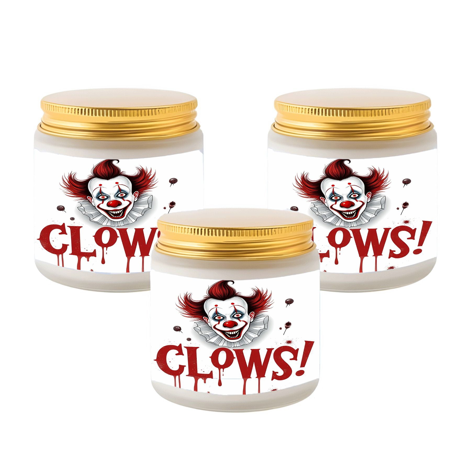 3 Pack Scented Soy Wax Candles - Clown Design with Dripping Blood ...