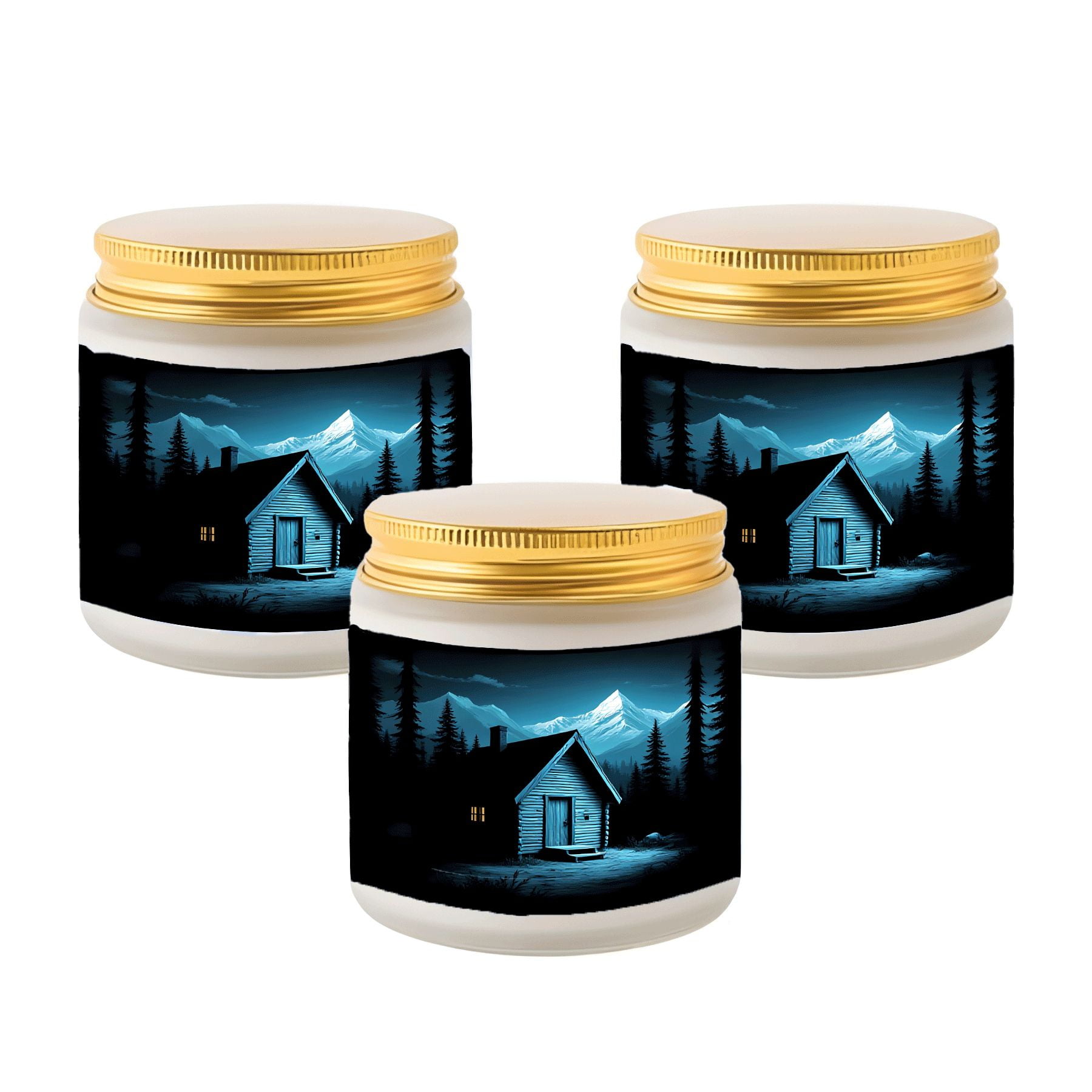 3 Pack Scented Soy Wax Candles - Cozy Cabin Design with Pine Trees ...
