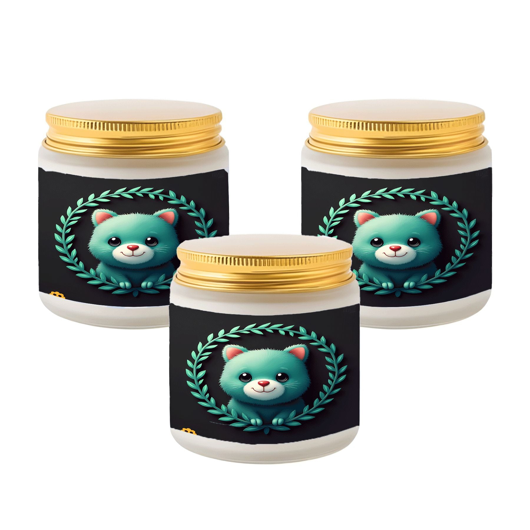 3 Pack Scented Soy Wax Candles - Cute Turquoise Animal Design with ...