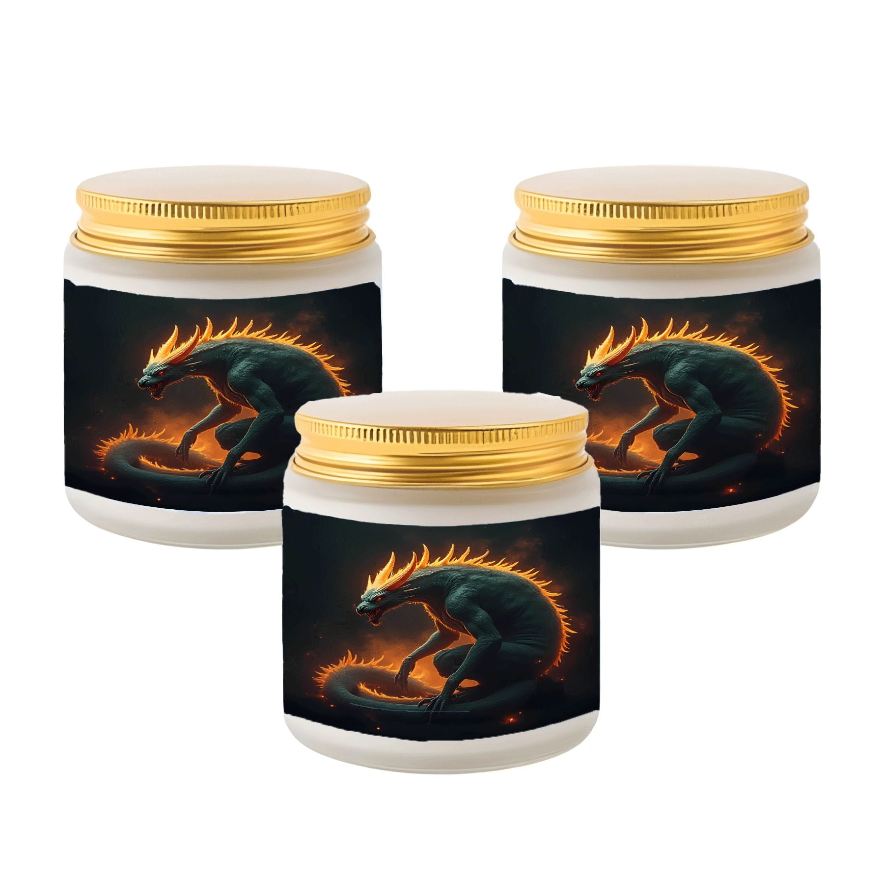 3 Pack Scented Soy Wax Candles - Dragon Design with Green Skin & Fiery ...