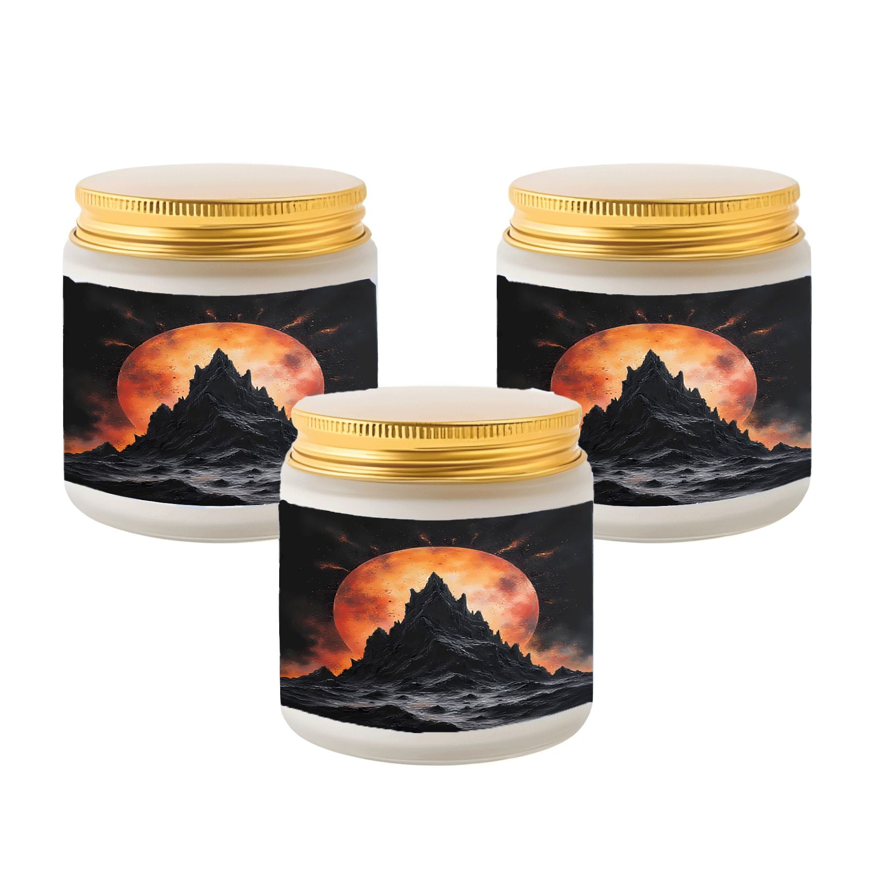 3 Pack Scented Soy Wax Candles - Dramatic Landscape Design with Reddish ...