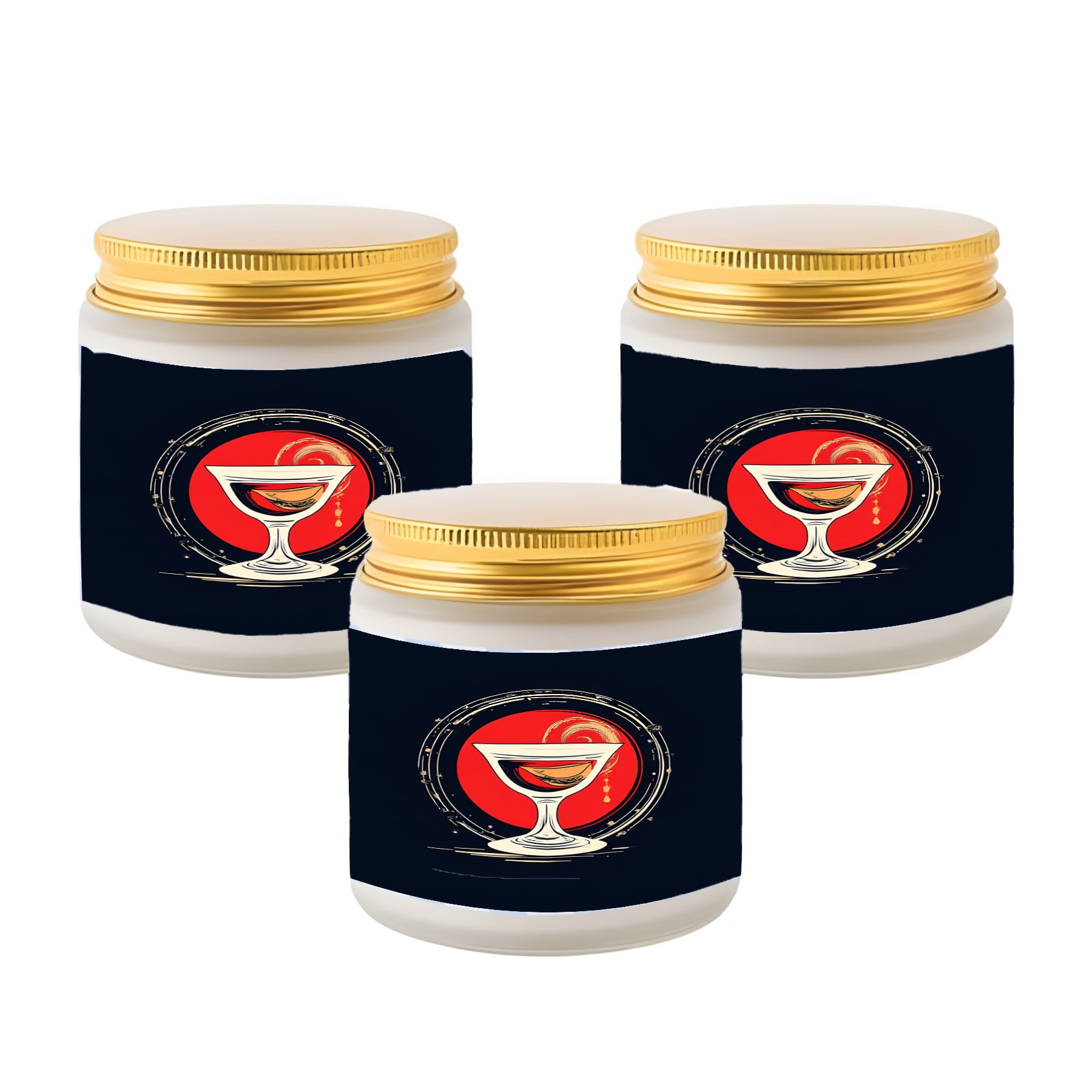 3 Pack Scented Soy Wax Candles - Elegant Dark Blue & Red Glass Design ...