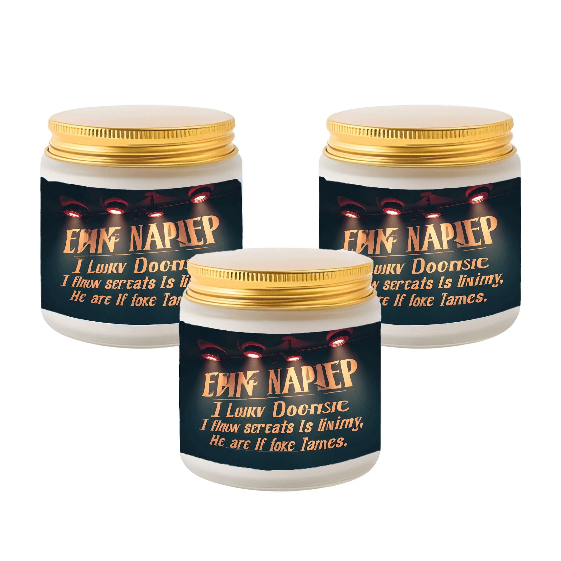 3 Pack Scented Soy Wax Candles - Elegant Dark Label Design with Golden ...