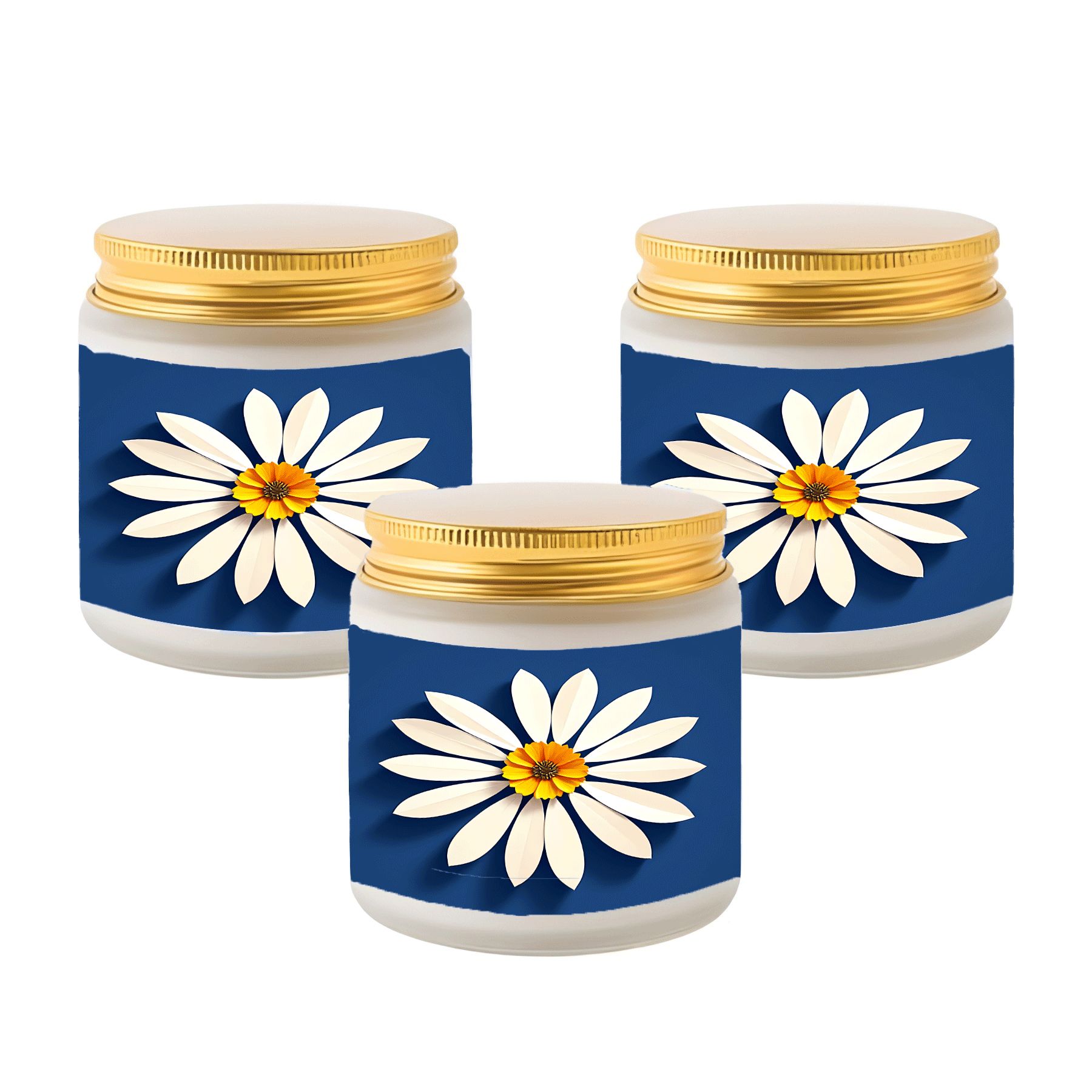 3 Pack Scented Soy Wax Candles in Elegant Glass Jars with Golden Lids ...