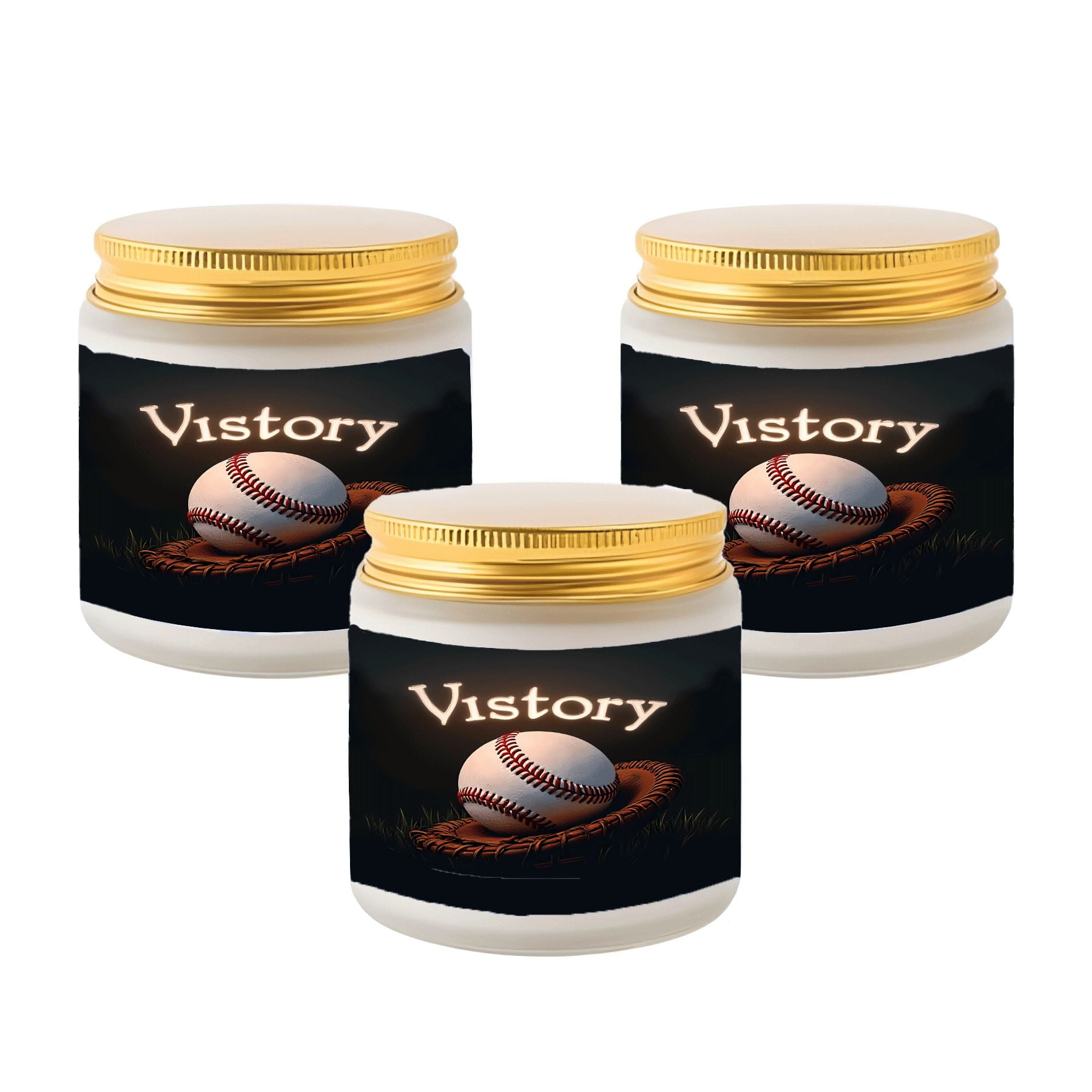 3 Pack Scented Soy Wax Candles - Elegant Golden Lid Dark Background ...