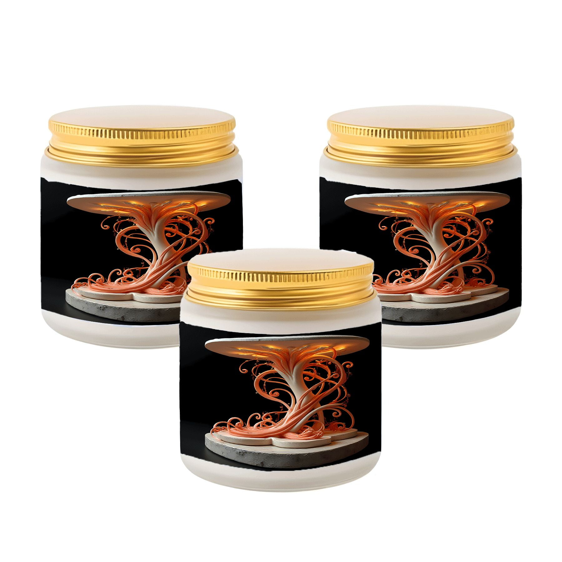 3 Pack Scented Soy Wax Candles - Elegant White Jars with Golden Lids ...