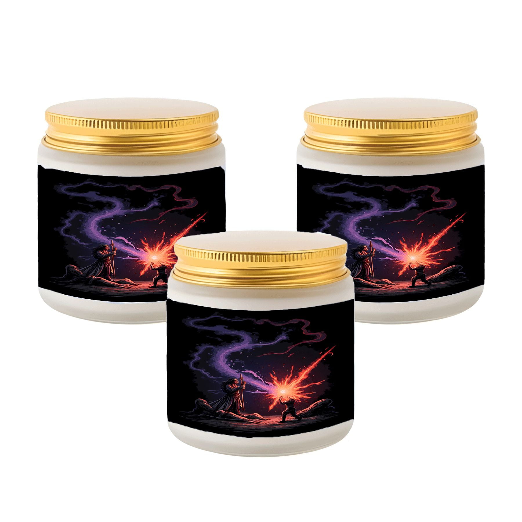 3 Pack Scented Soy Wax Candles - Fantasy Scene Design with Dramatic ...