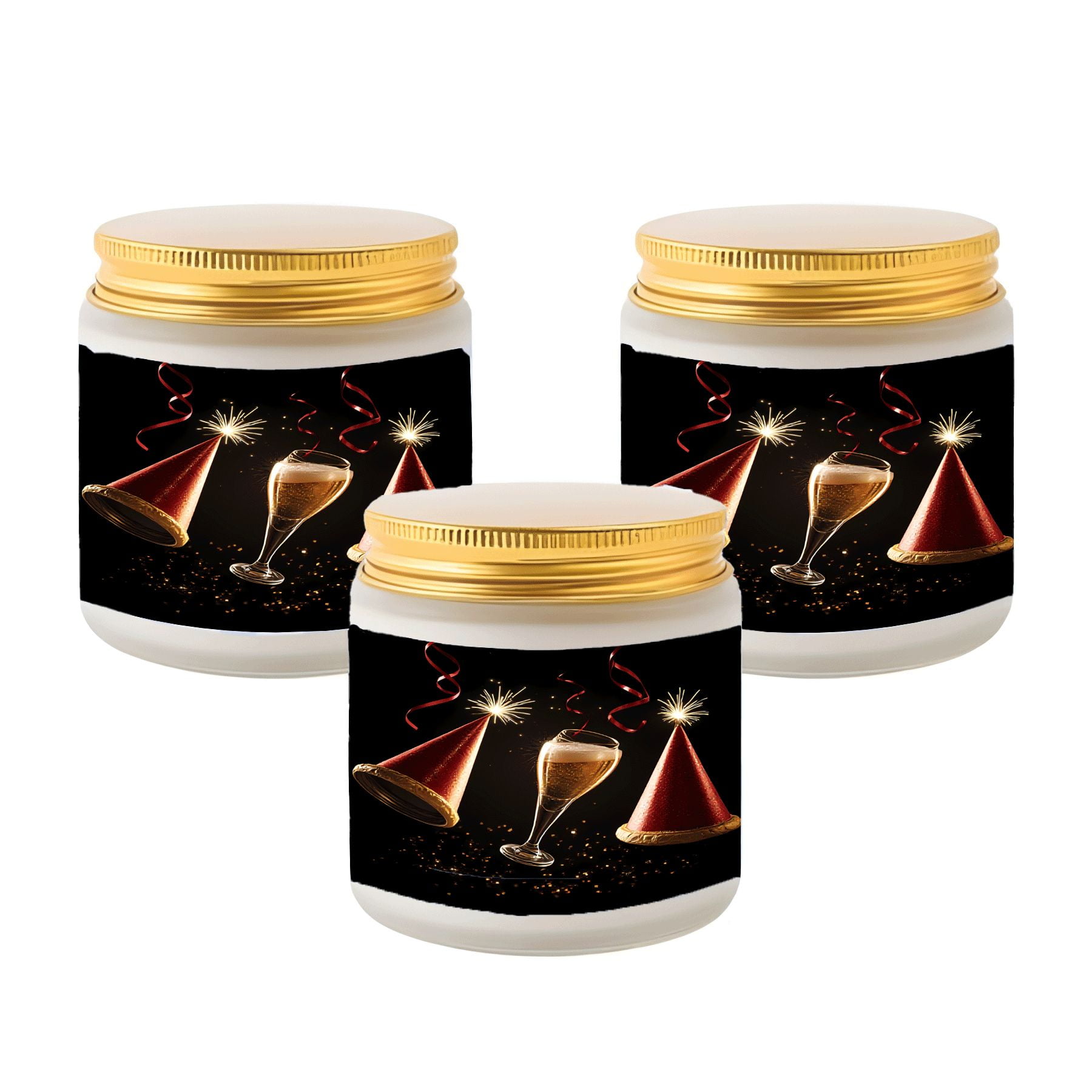 3 Pack Scented Soy Wax Candles - Festive Design with Sparkling Red ...