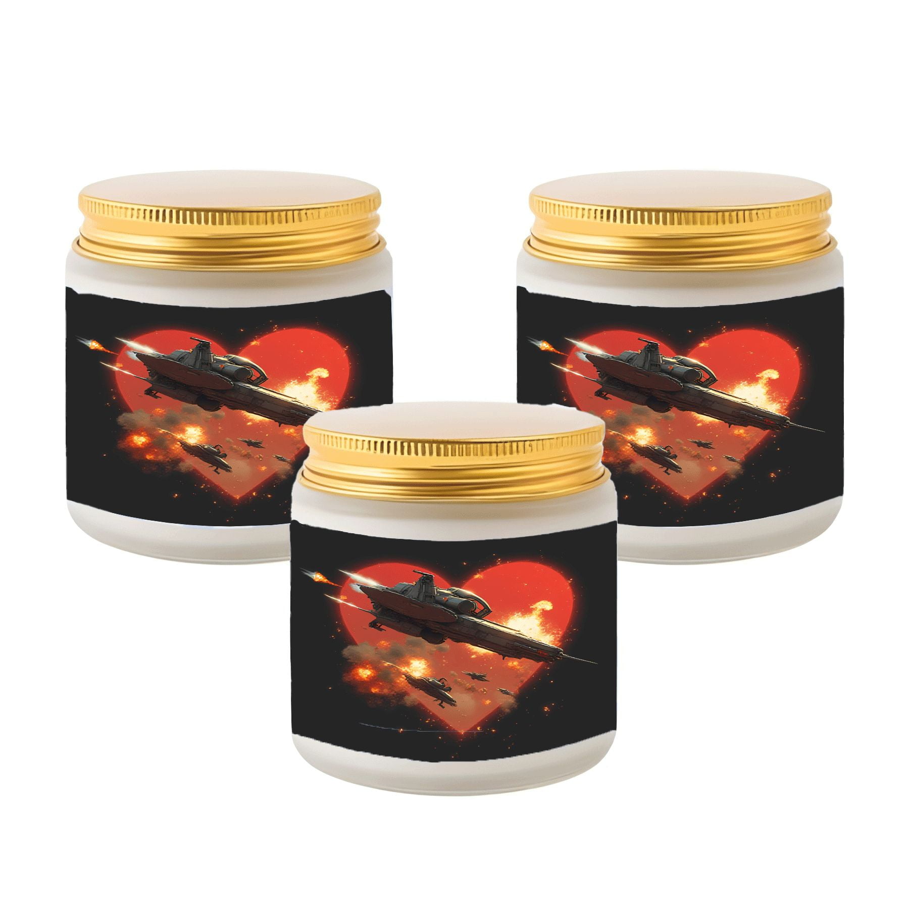 3 Pack Scented Soy Wax Candles - Futuristic Space Battle Design with ...