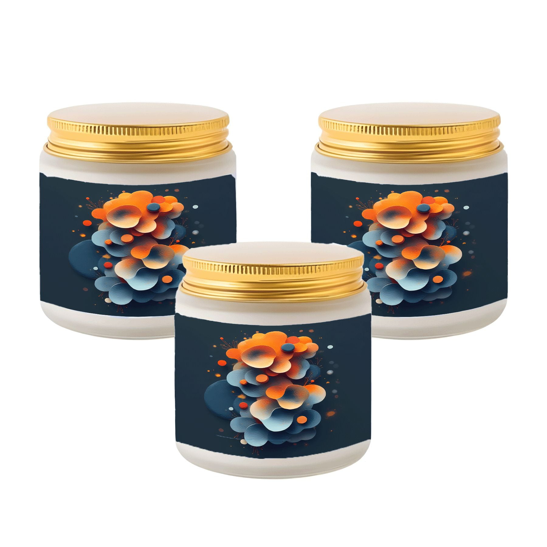 3 Pack Scented Soy Wax Candles - Modern Abstract Design in Orange Blue ...