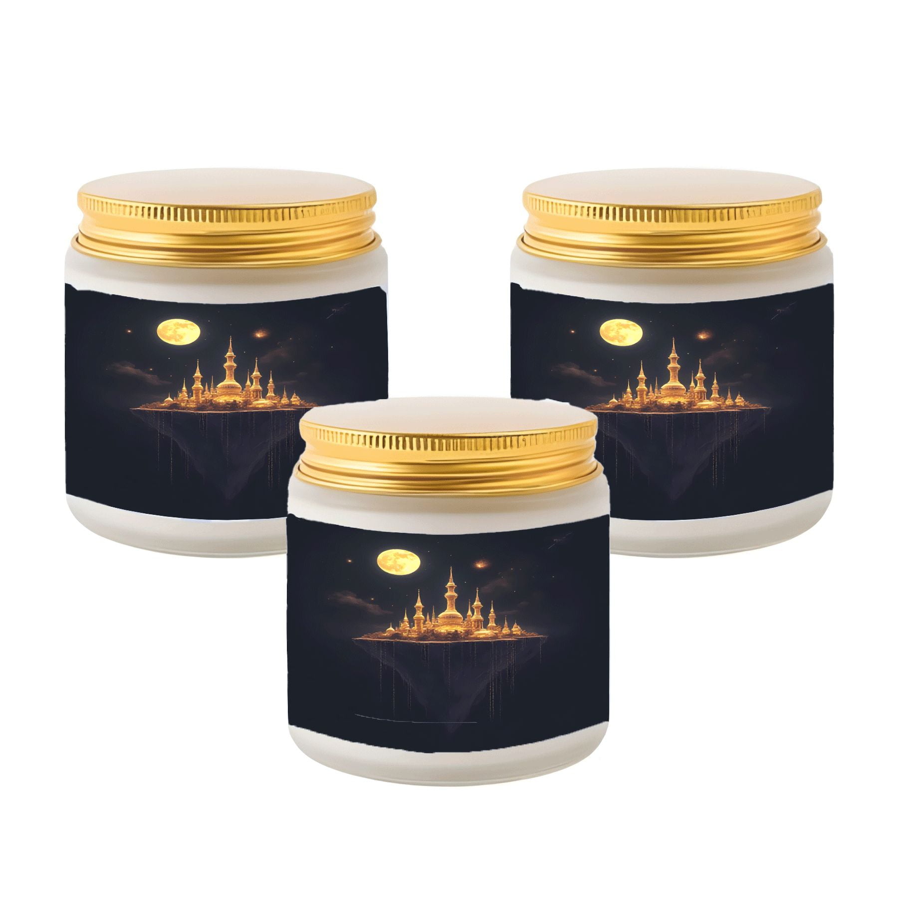3 Pack Scented Soy Wax Candles - Mystical Floating Island Design with ...