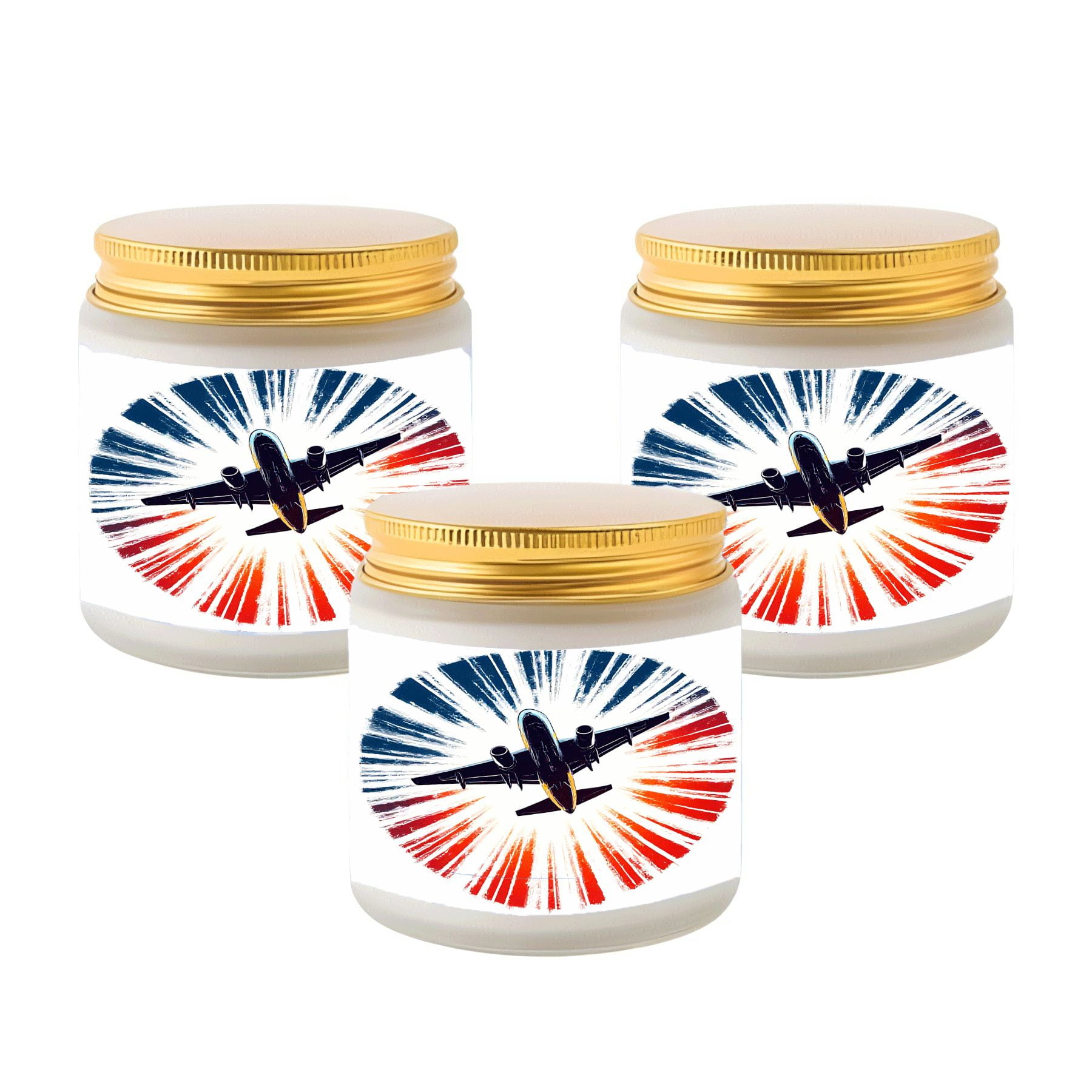 3 Pack Scented Soy Wax Candles - Patriotic Airplane Design with Red ...
