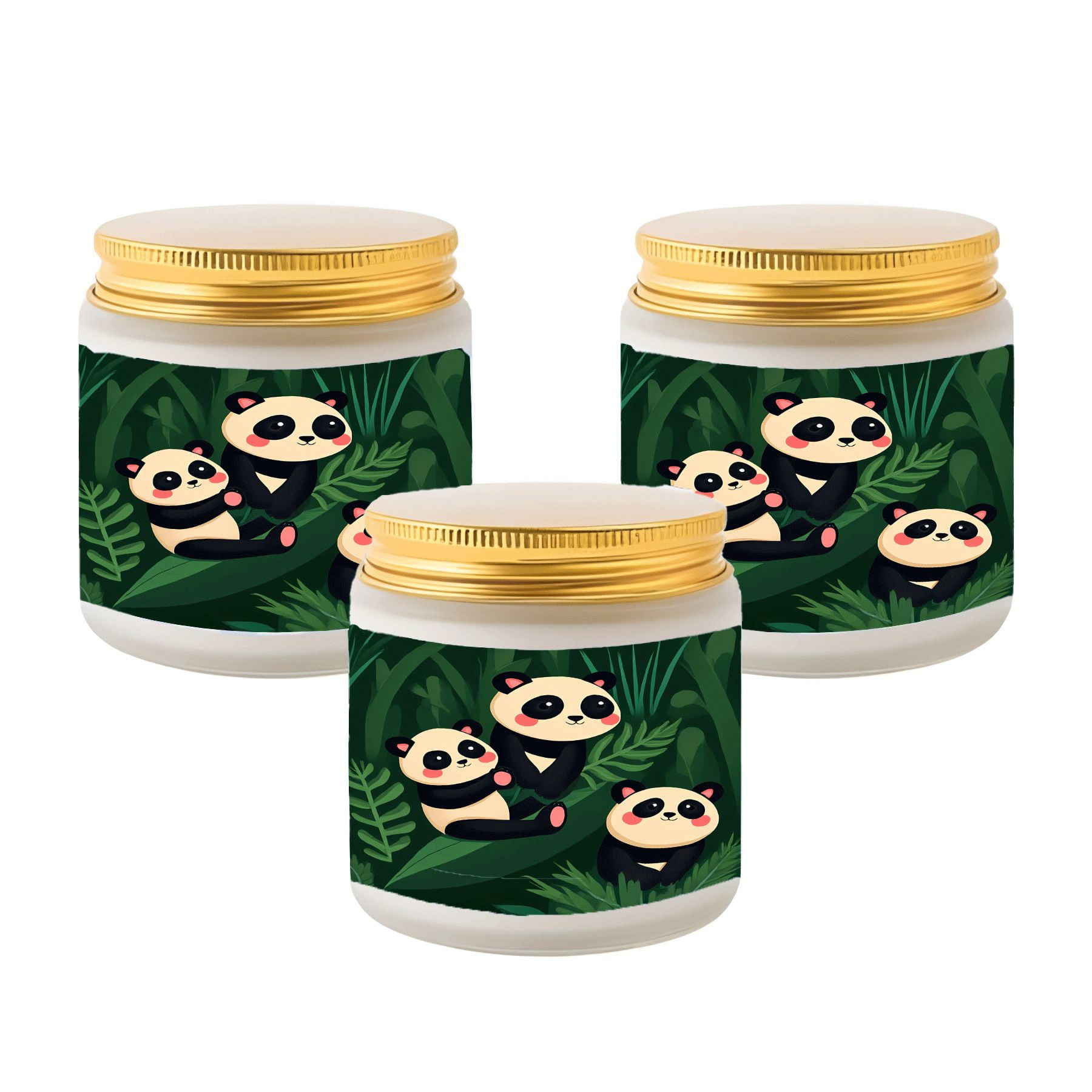 3 Pack Scented Soy Wax Candles - Playful Panda Design with Colorful ...