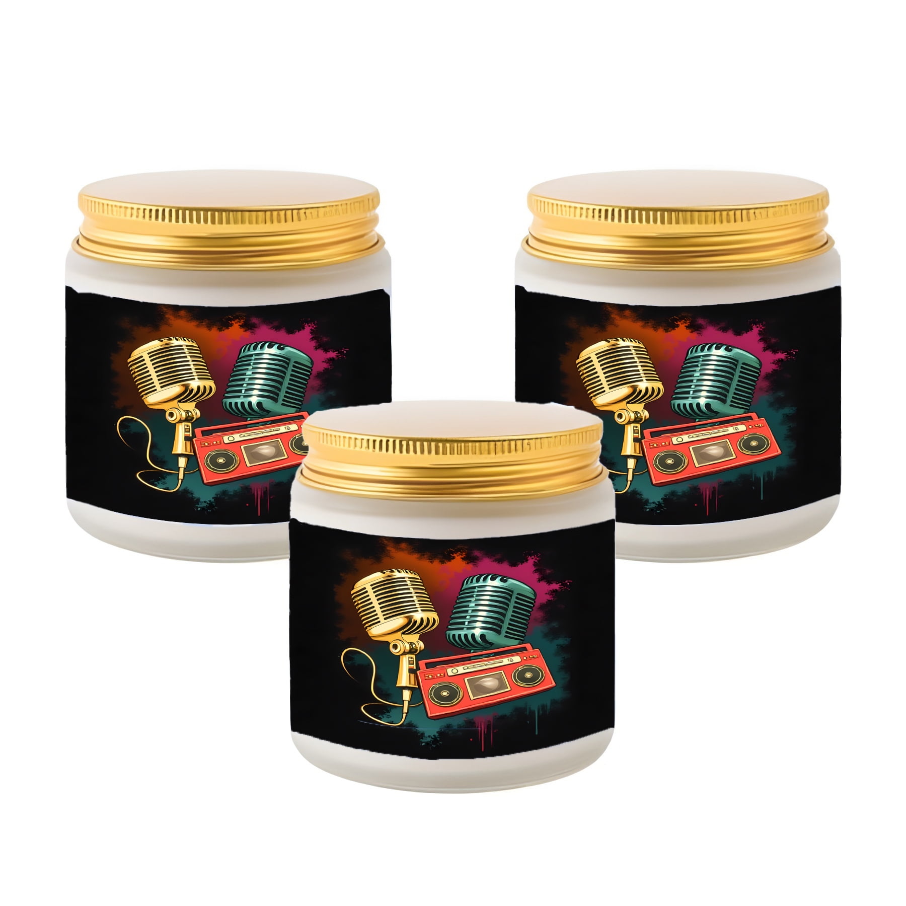 3 Pack Scented Soy Wax Candles - Retro Design with Colorful Splashes ...