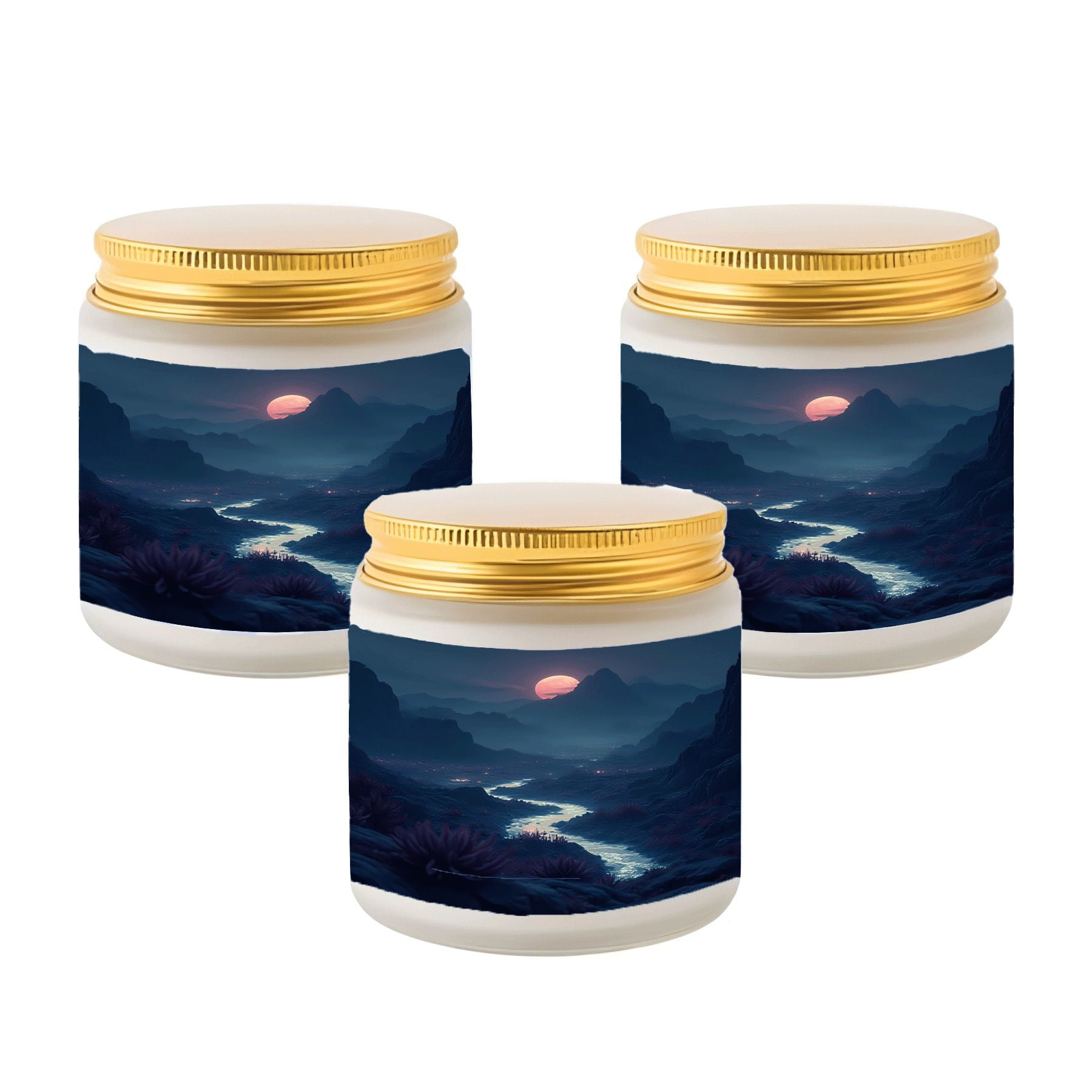 3 Pack Scented Soy Wax Candles with Scenic Landscape Design - Serene ...
