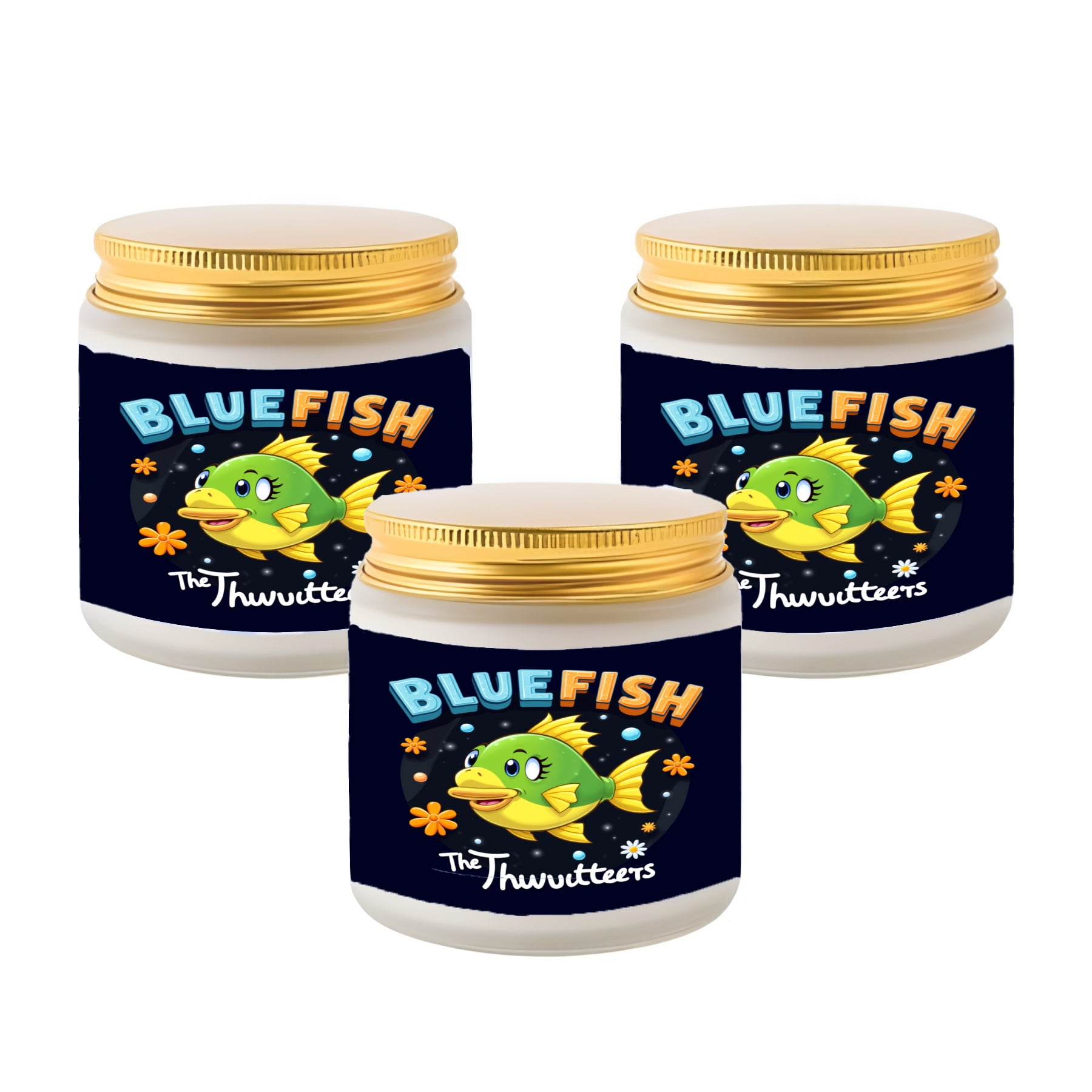 3 Pack Scented Soy Wax Candles - Vibrant Blue Fish Design with Orange ...