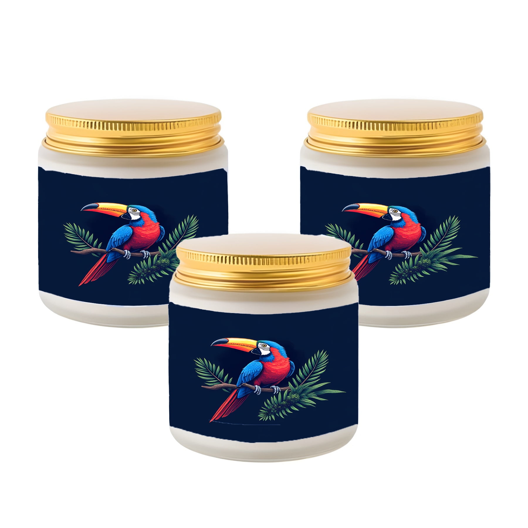 3 Pack Scented Soy Wax Candles - Vibrant Parrot Design with Colorful ...