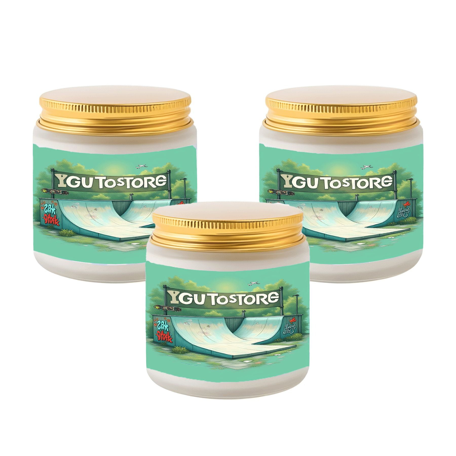 3 Pack Scented Soy Wax Candles - Vibrant Skateboard Ramp Design Perfect ...