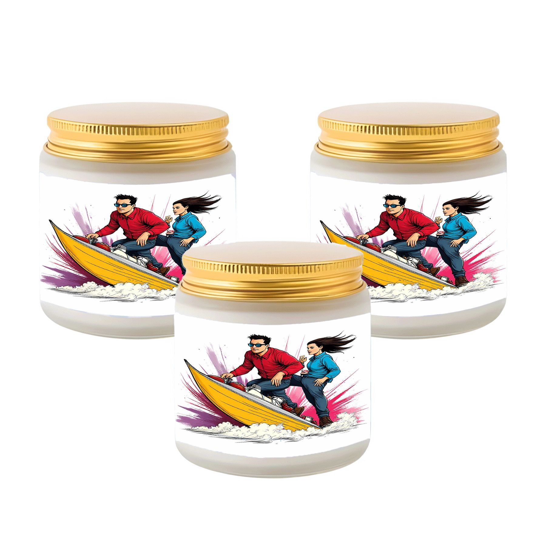 3 Pack Scented Soy Wax Candles - Vibrant Surfboard Design with Colorful ...