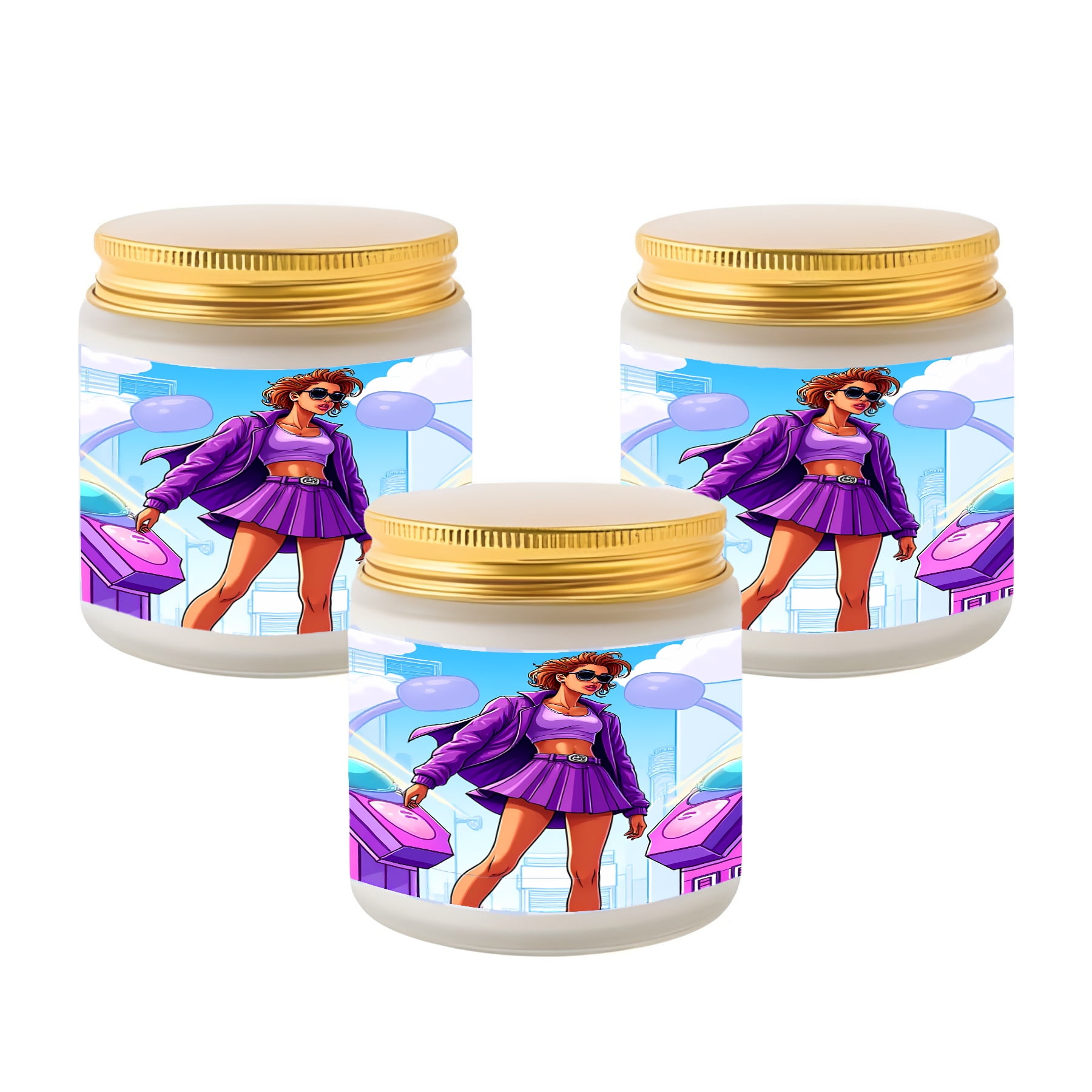 3 Pack Scented Soy Wax Candles - Vibrant Urban Design with Confident ...