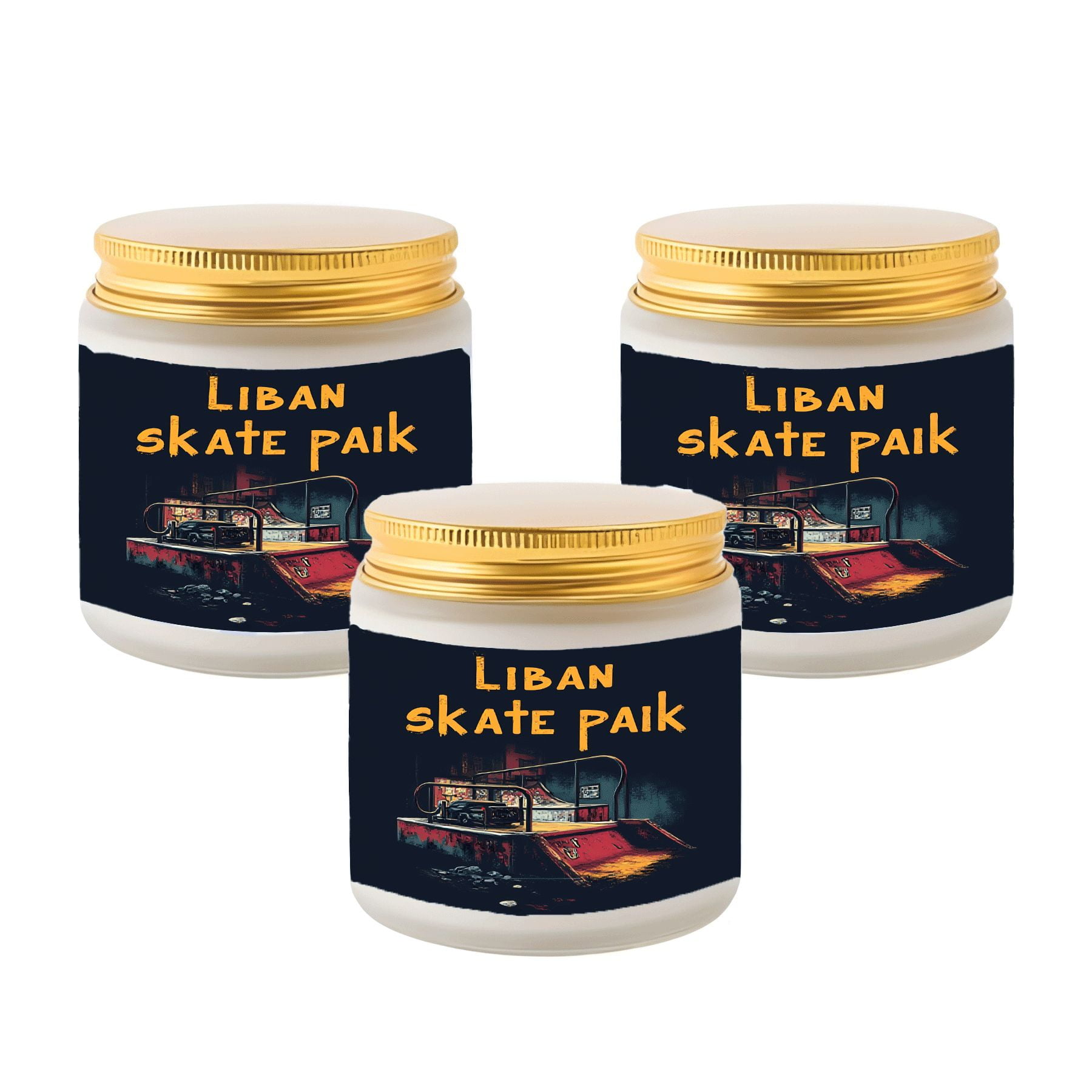 3 Pack Scented Soy Wax Candles - Vibrant Urban Skate Ramp Design ...
