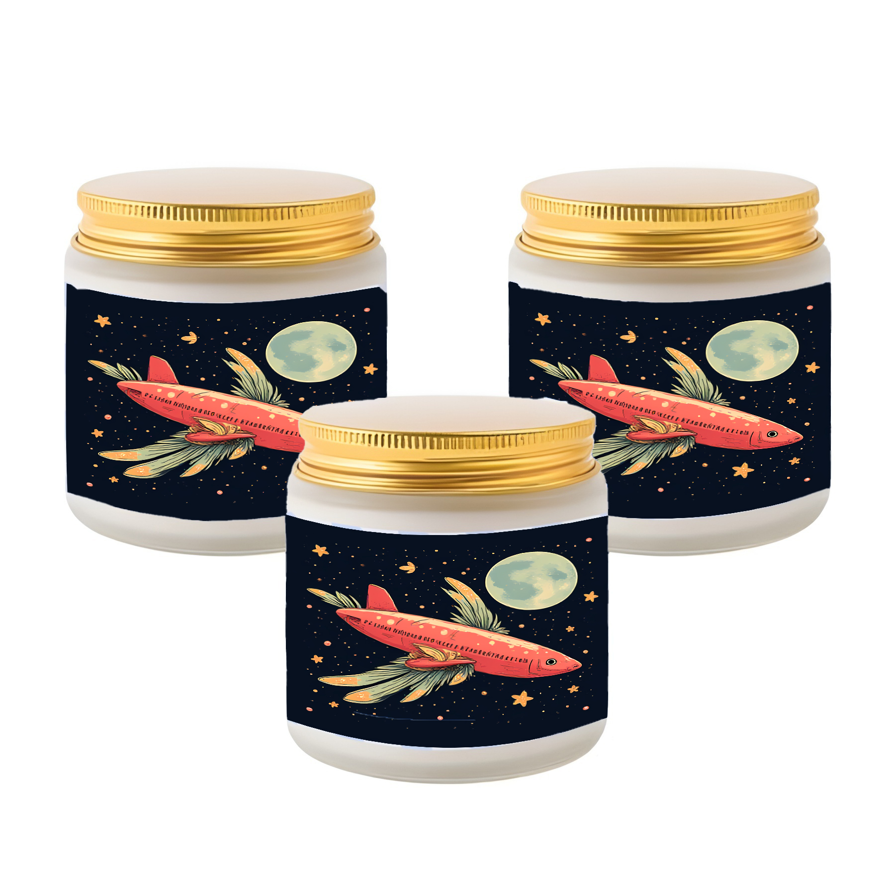 3 Pack Scented Soy Wax Candles - Whimsical Airplane Design with Starry ...