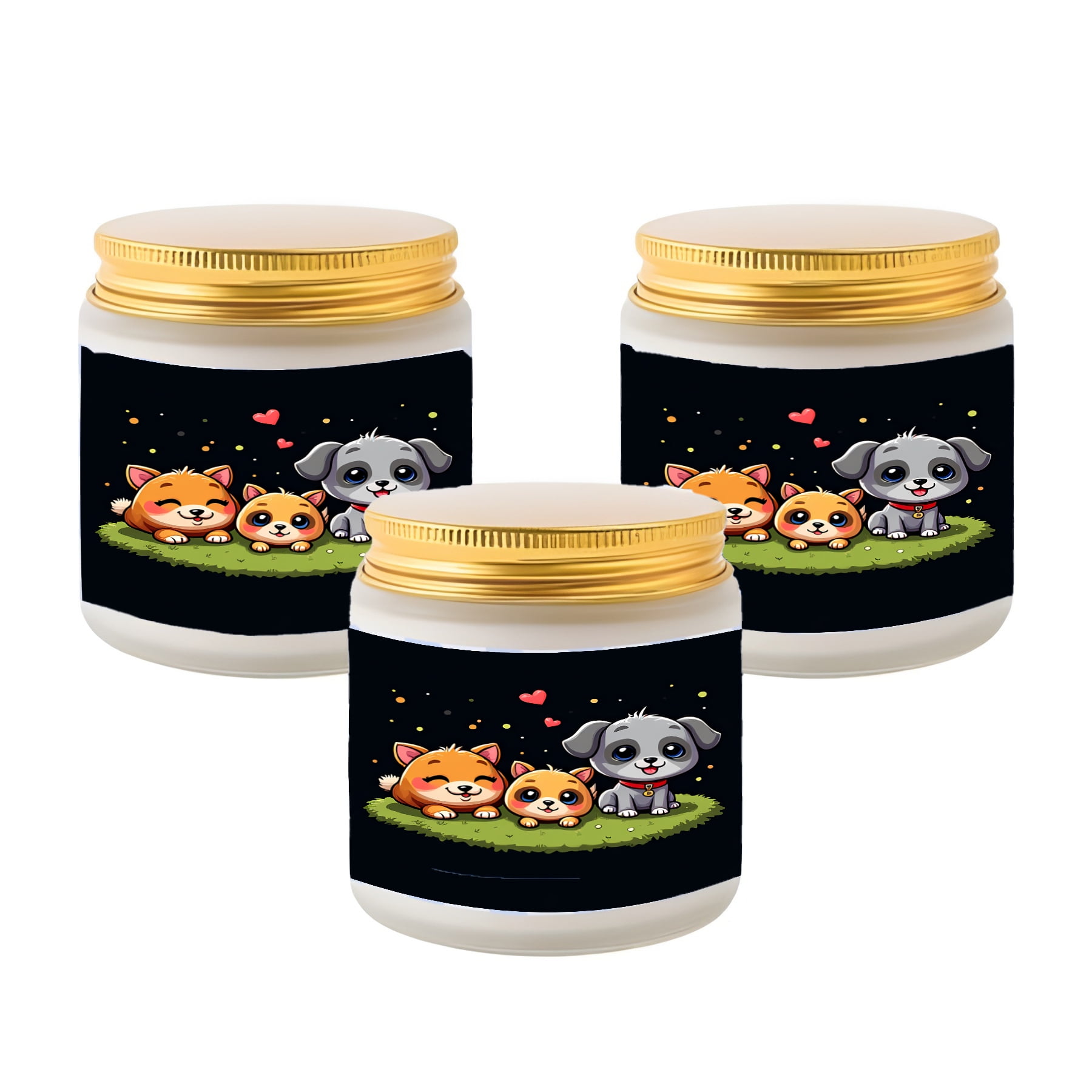3 Pack Scented Soy Wax Candles - Whimsical Animal Design with Dog Cat ...