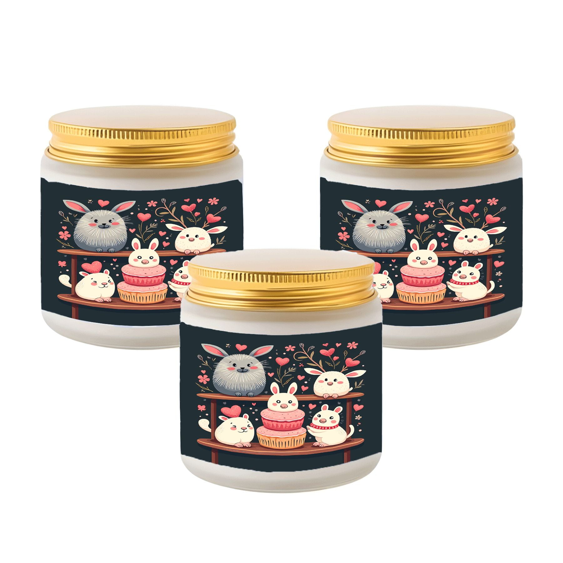 3 Pack Scented Soy Wax Candles - Whimsical Animal Design with Hearts ...