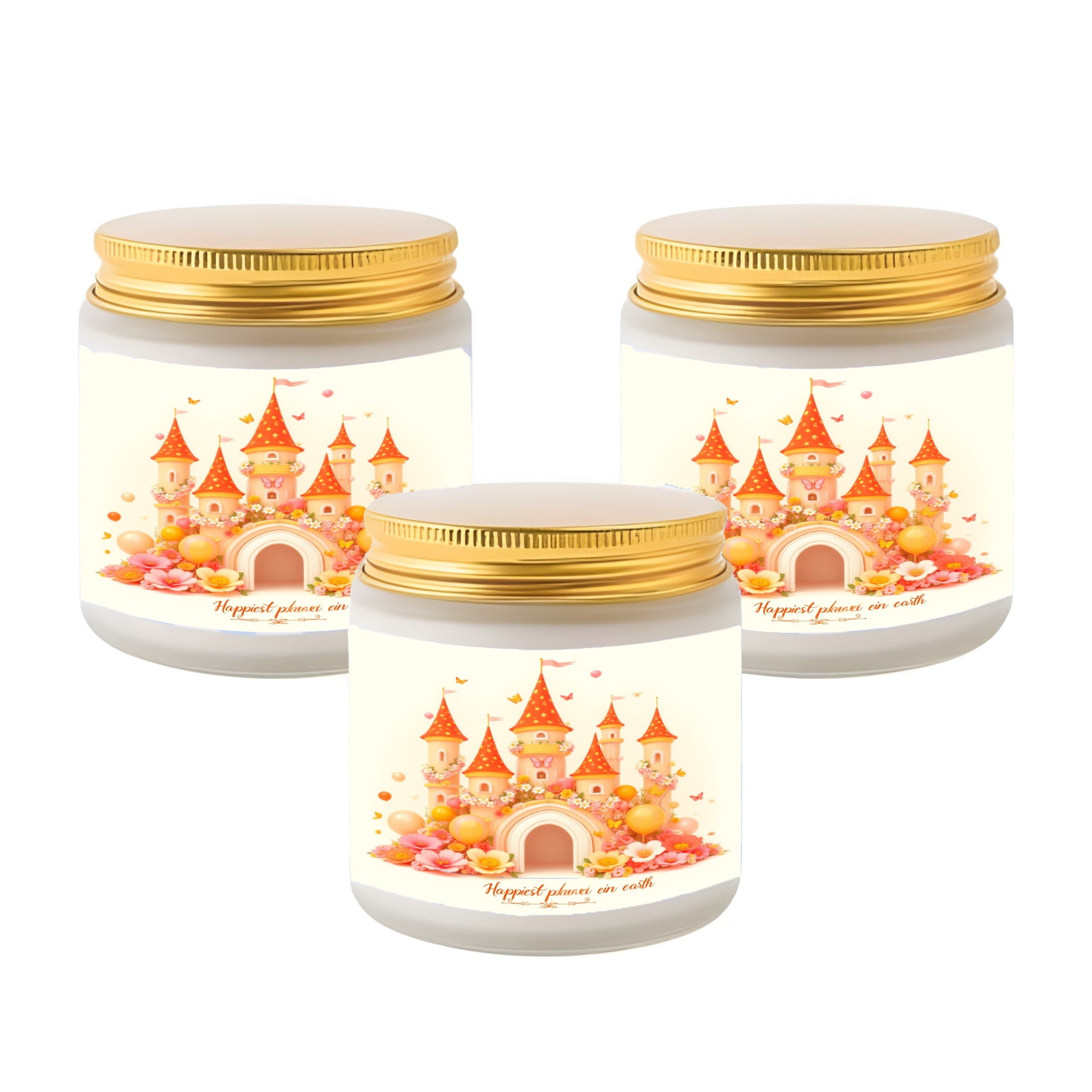 3 Pack Scented Soy Wax Candles - Whimsical Castle Design with Golden ...