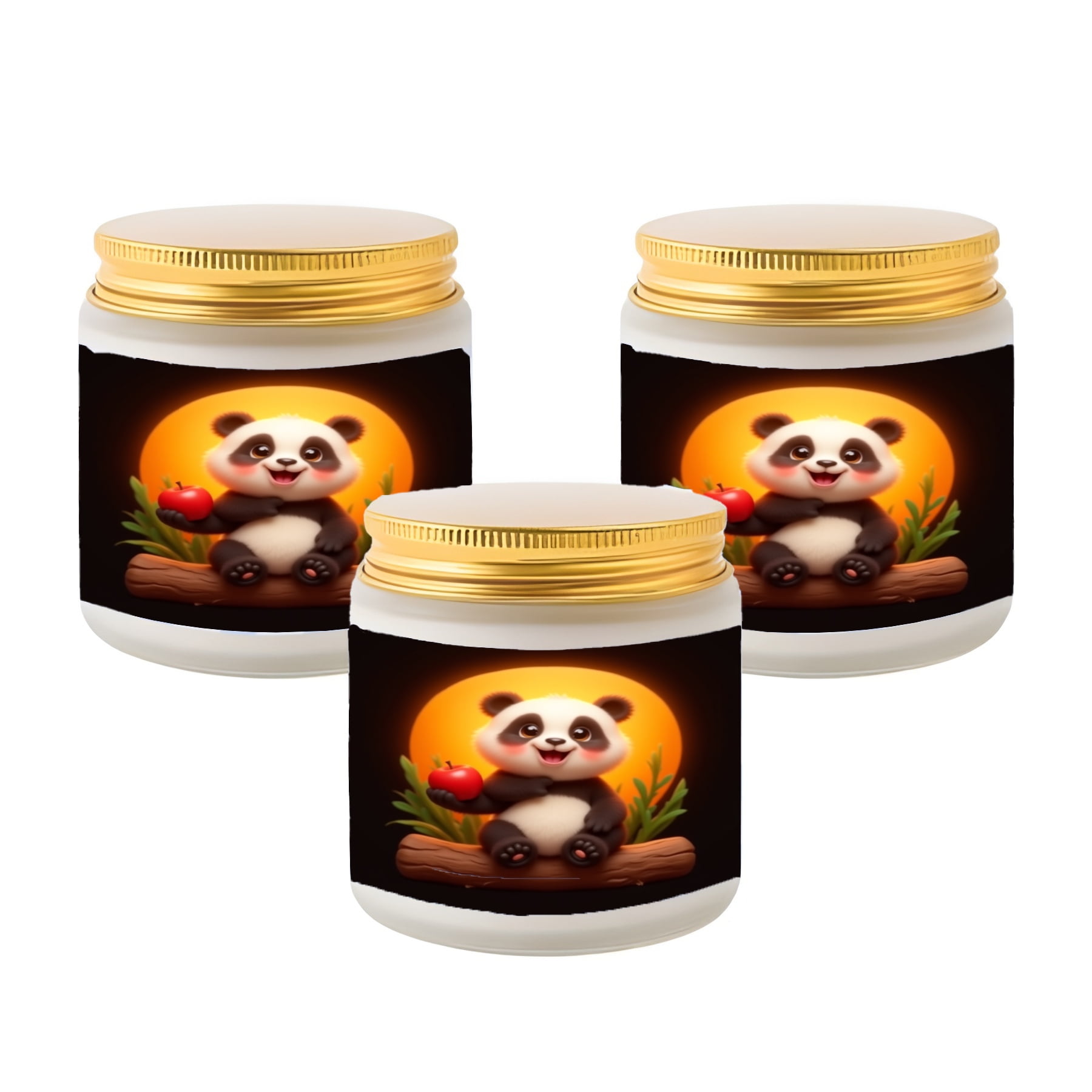 3 Pack Scented Soy Wax Candles - Whimsical Design with Cheerful Panda ...