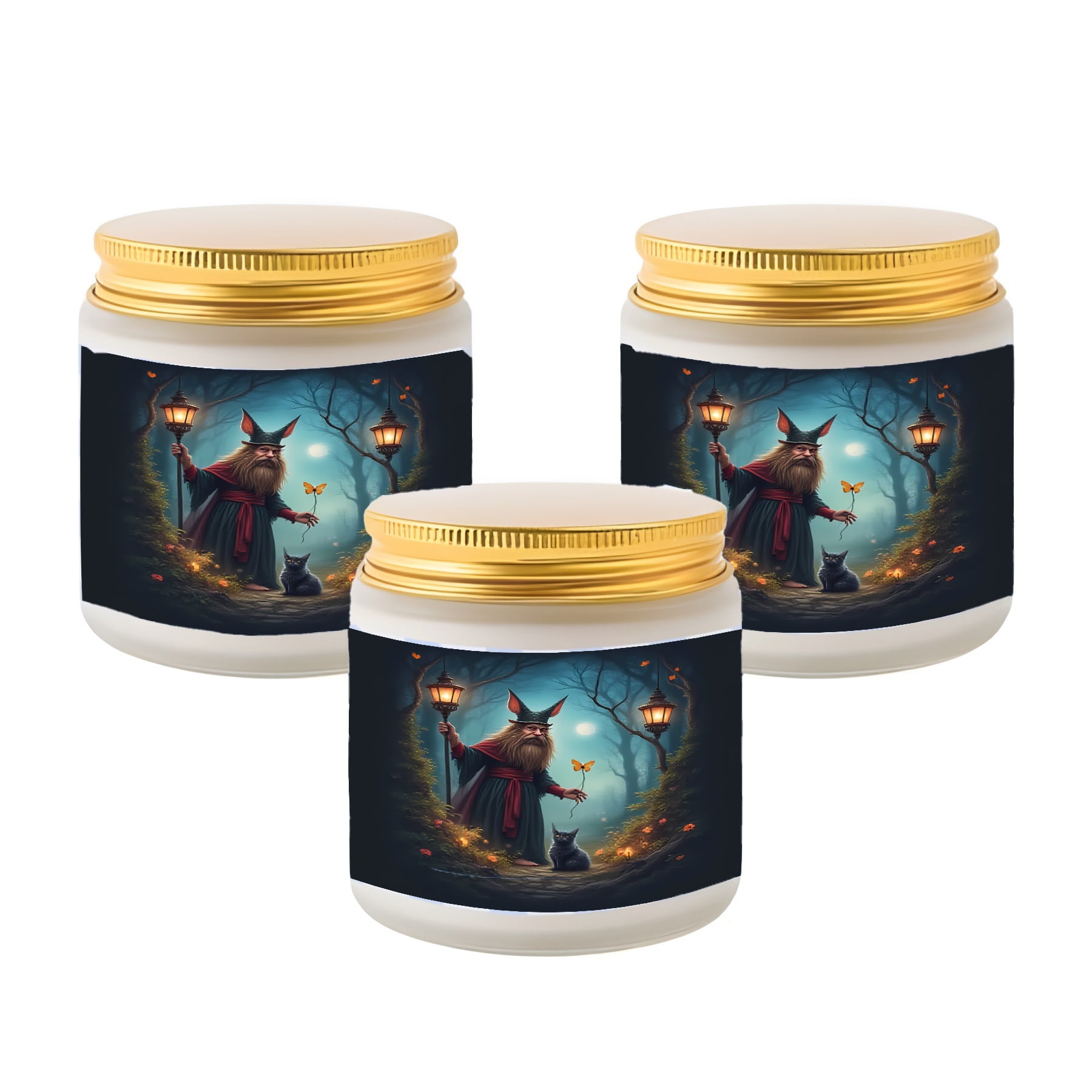 3 Pack Scented Soy Wax Candles - Whimsical Forest Design with Glowing ...