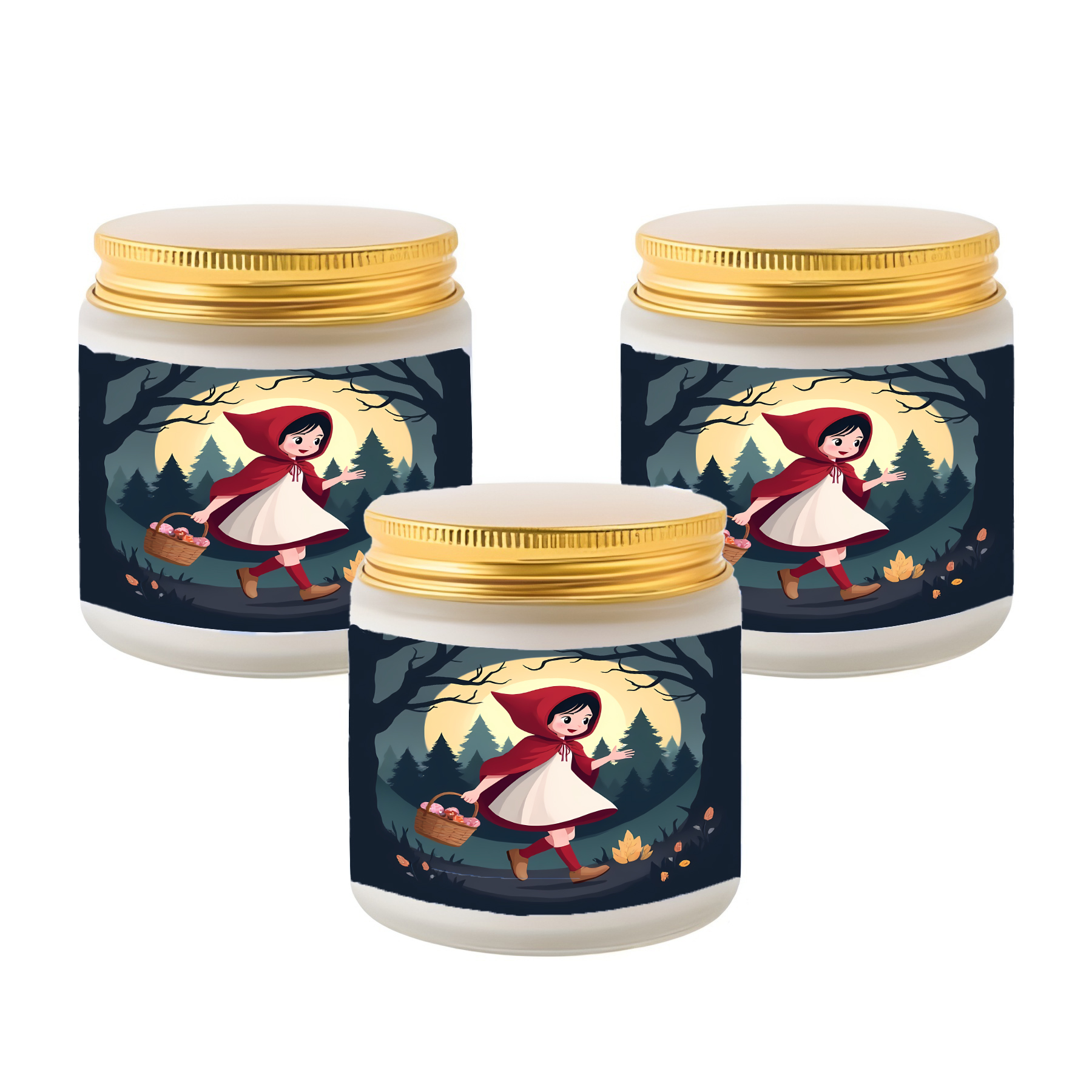 3 Pack Scented Soy Wax Candles - Whimsical Red Hooded Girl Design ...