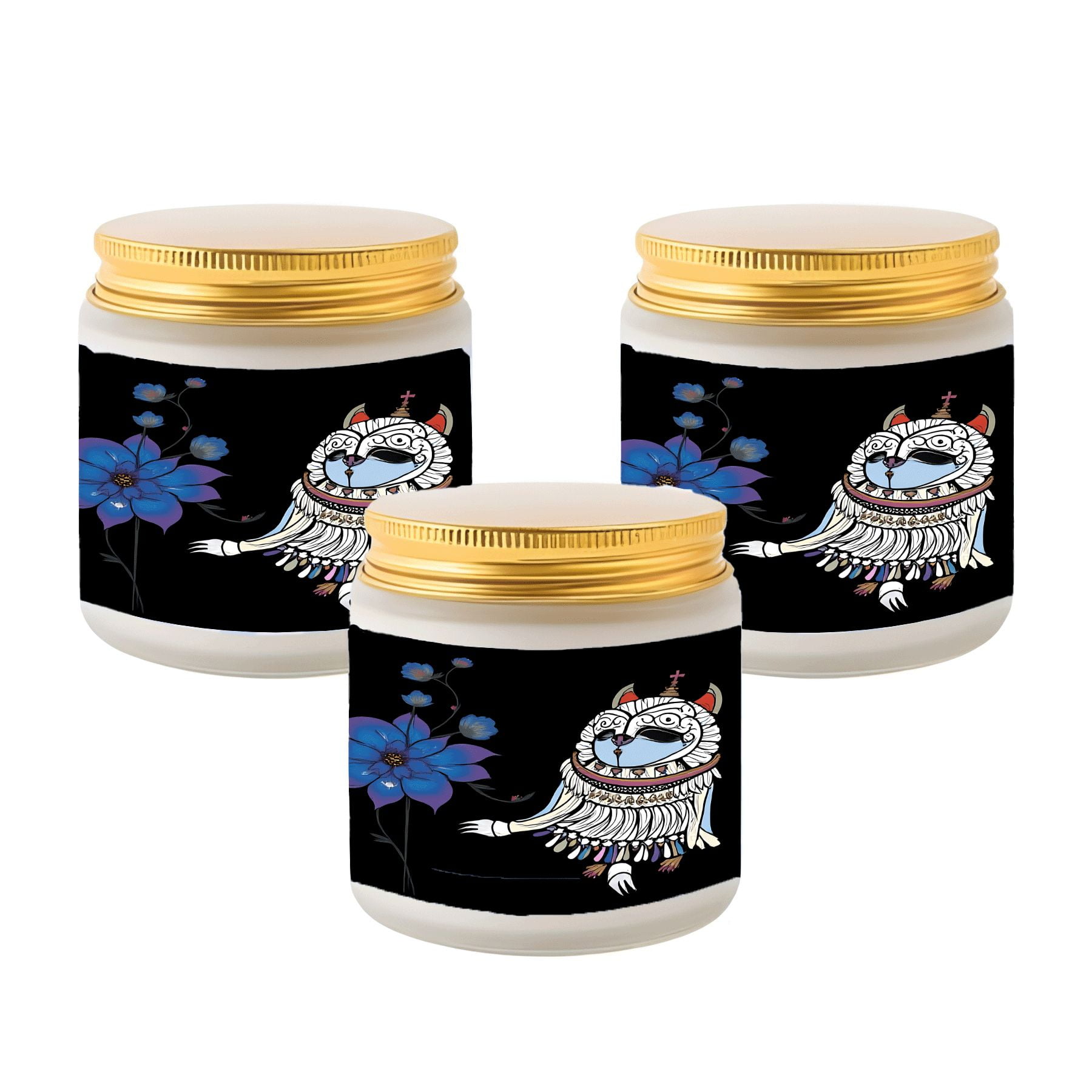3 Pack Scented Soy Wax Candles - Whimsical Wolf Design with Vibrant ...