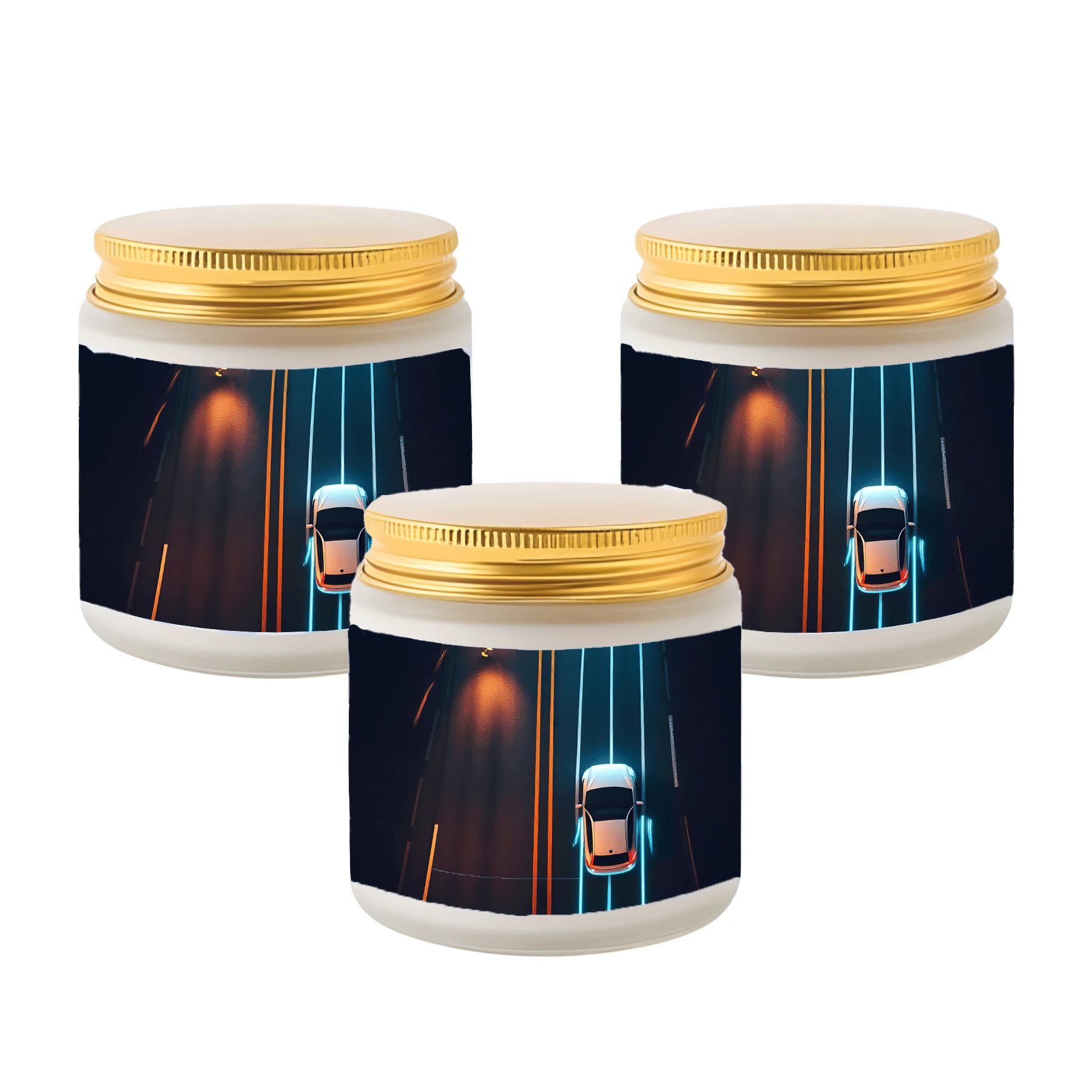 3 Pack Scented Soy Wax Candles - White Jar with Golden Lid Nighttime ...