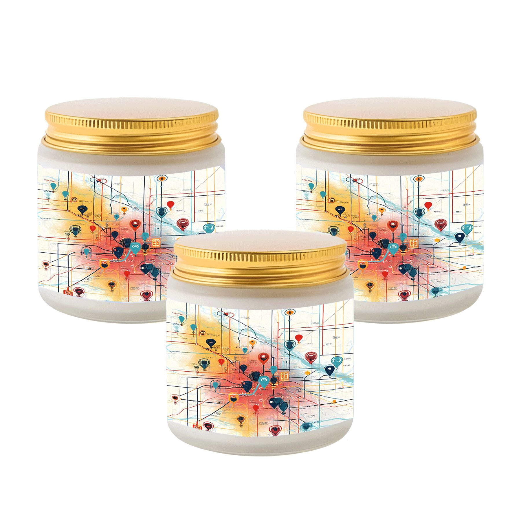 3 Pack Scented Soy Wax Candles in Decorative Jars with Colorful Map ...