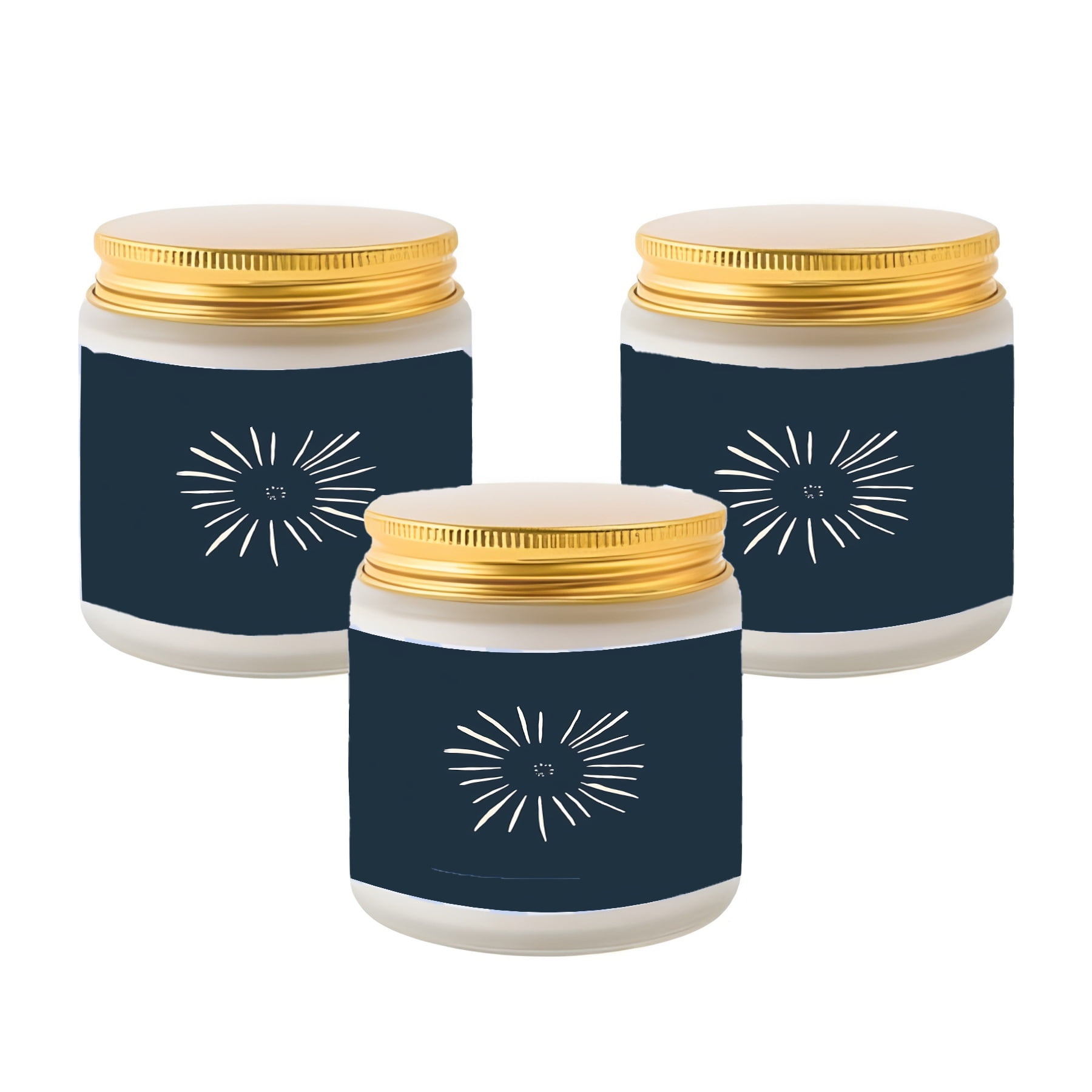 3 Pack Scented Soy Wax Candles in Elegant Glass Jars with Navy Blue ...
