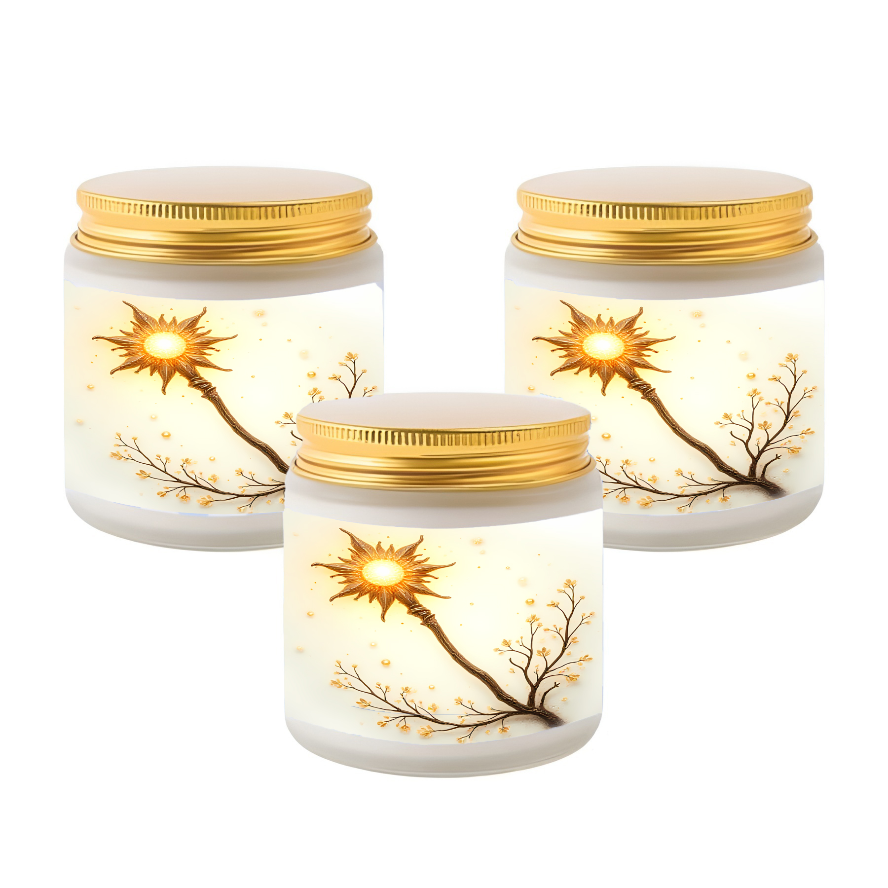 3 Pack Scented Soy Wax Candles in Elegant Jars with Golden Lids ...